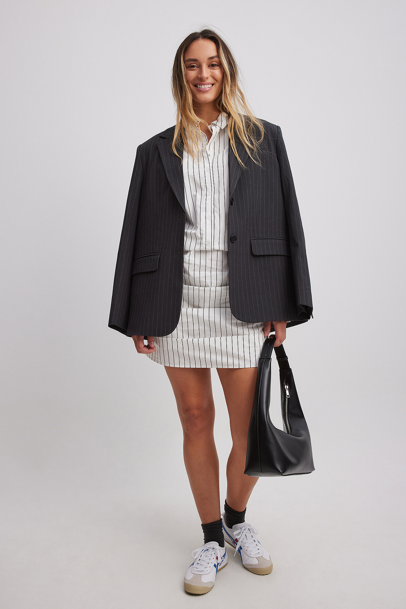 Gathered Fluid Shirt Dress Stripe | NA-KD