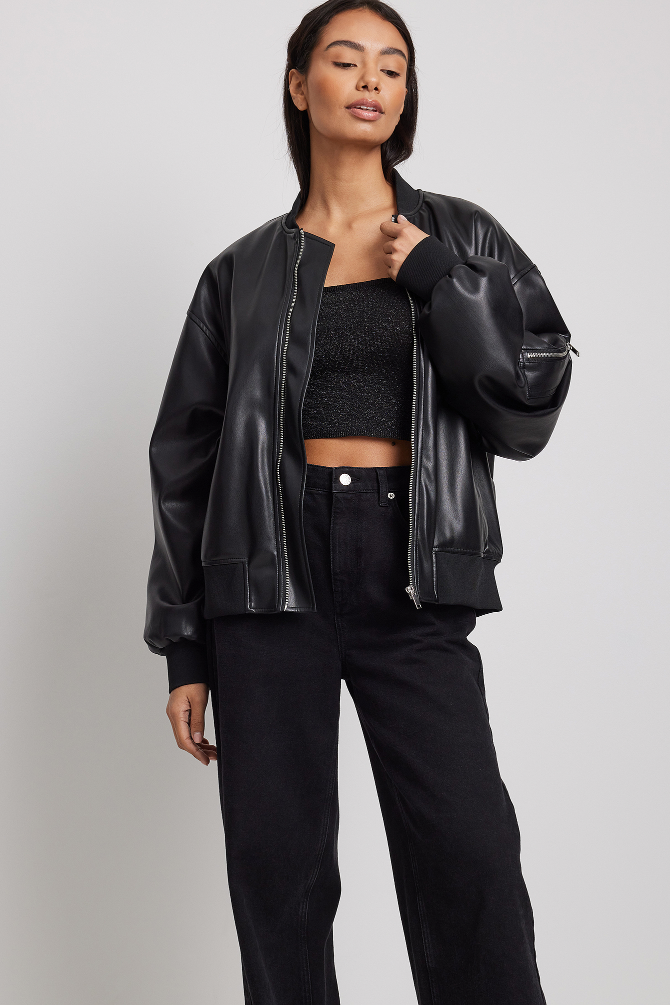 Strikket tubetop med glitter Sort | na-kd.com