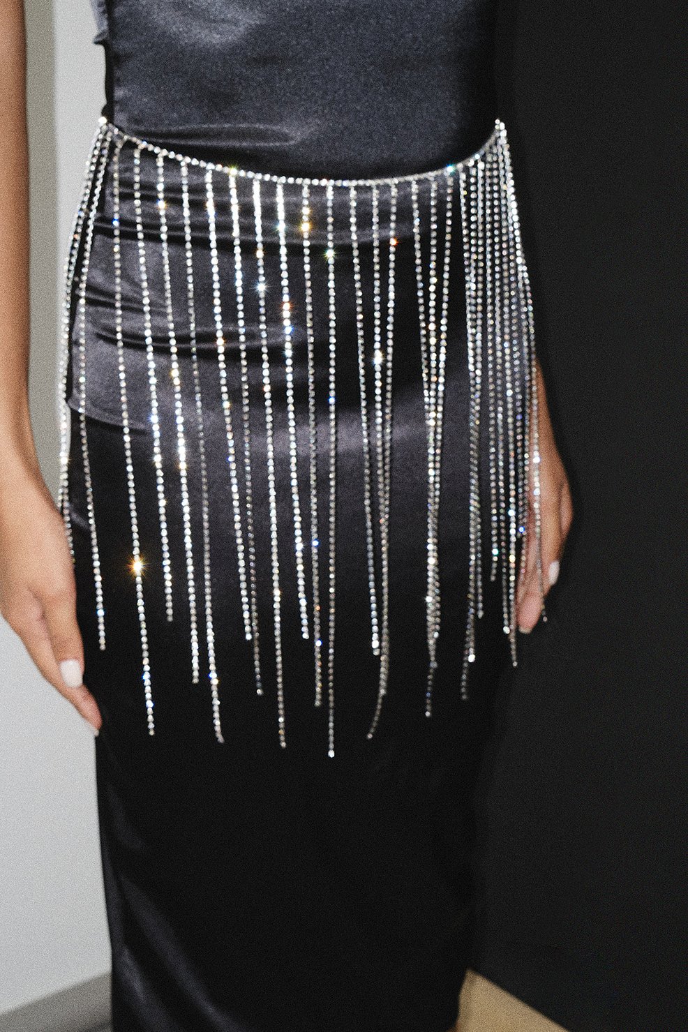 Glittery Strass Belly Chain Silver | NA-KD