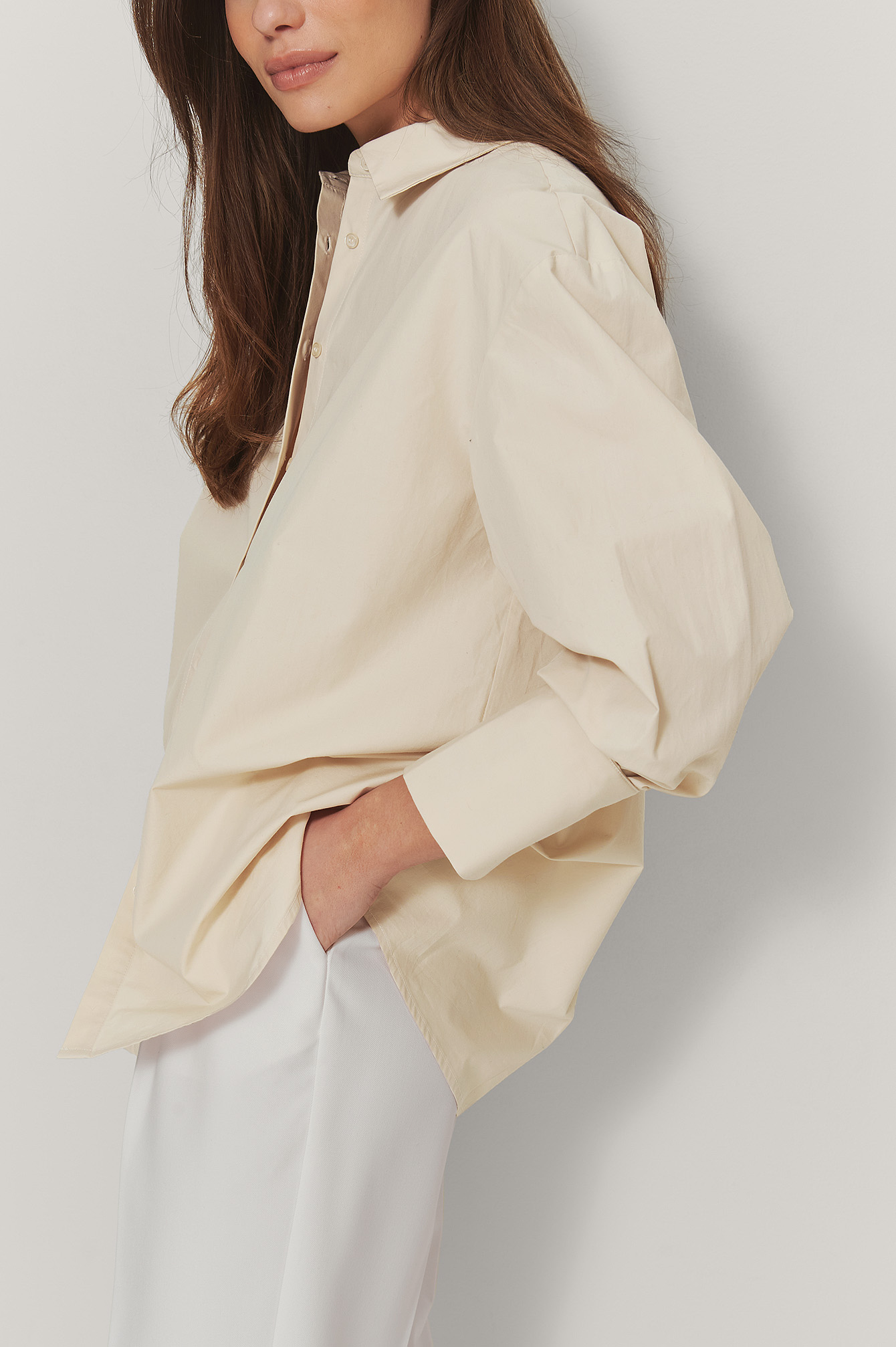 Oversized Boxy Shirt Beige | NA-KD