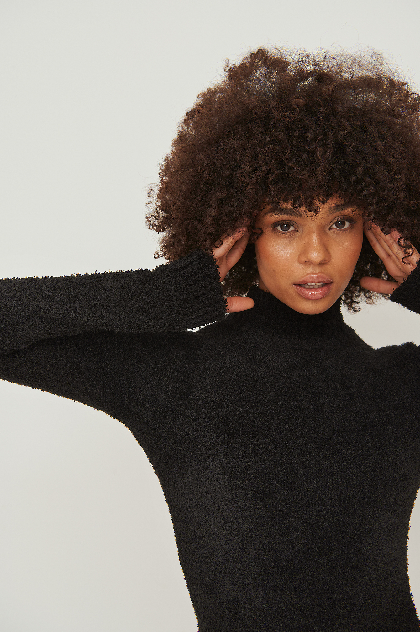 High Neck Long Knitted Dress Black | na-kd.com