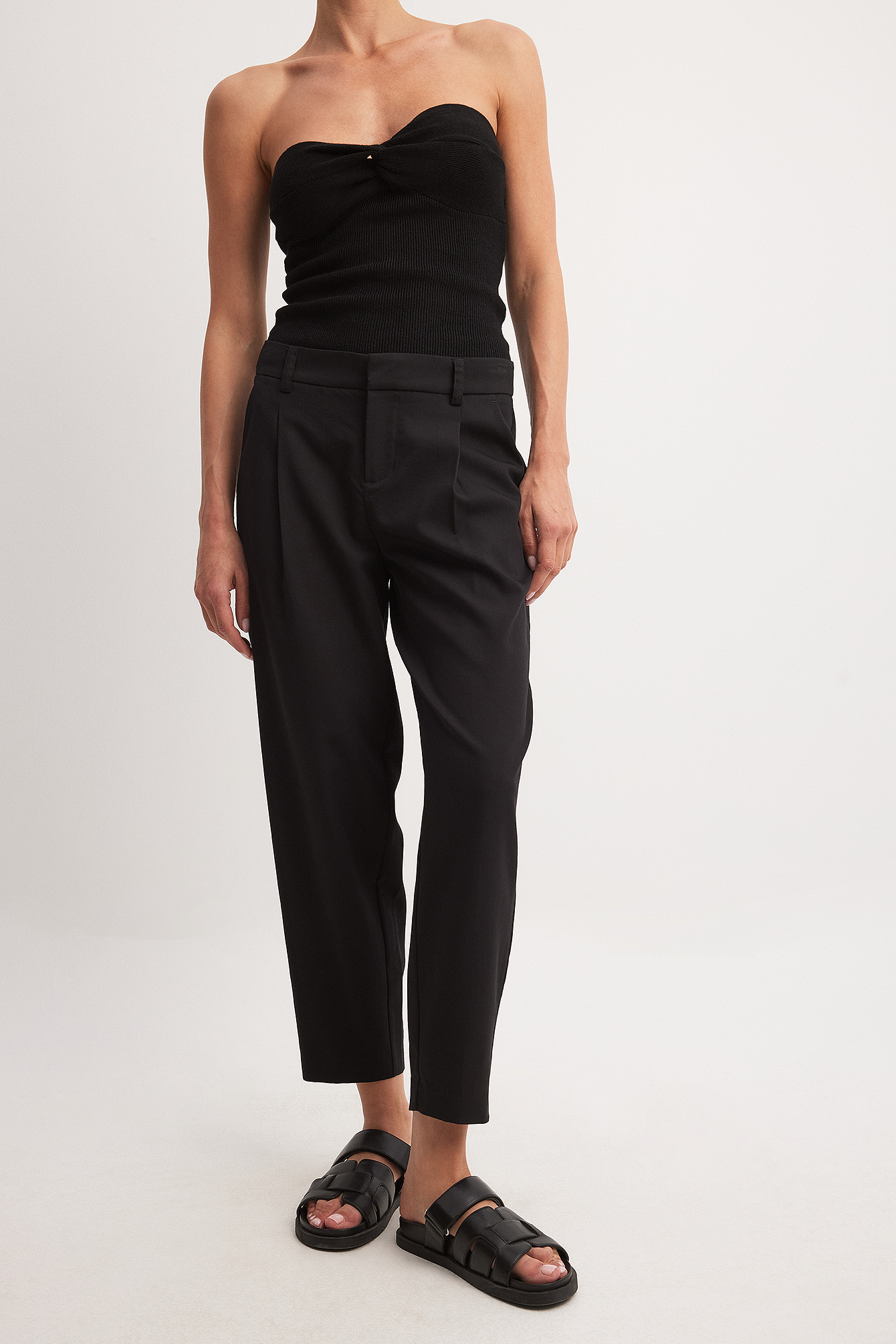 High Waist Barrel Leg Pants Black | NA-KD