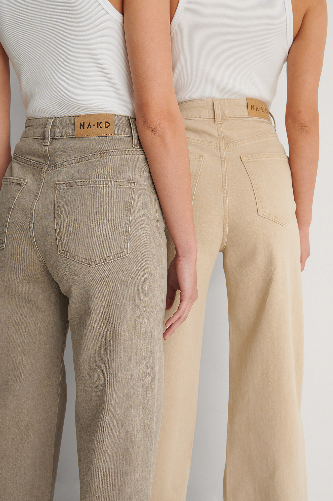 Organic Wide Leg High Waist Colored Denim Beige | na-kd.com
