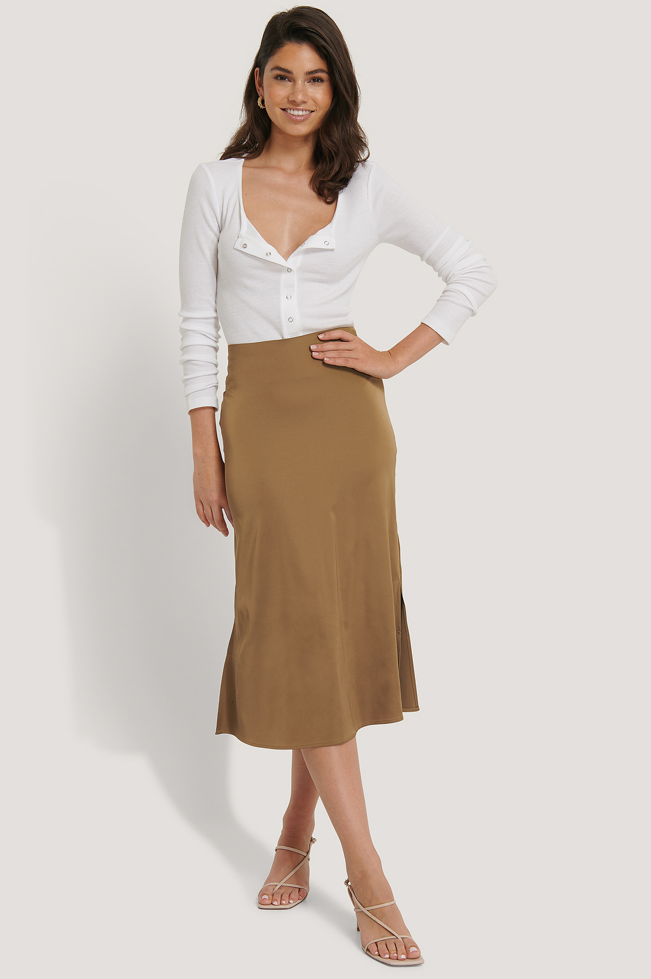 Satin Skirt Brown Na Kd