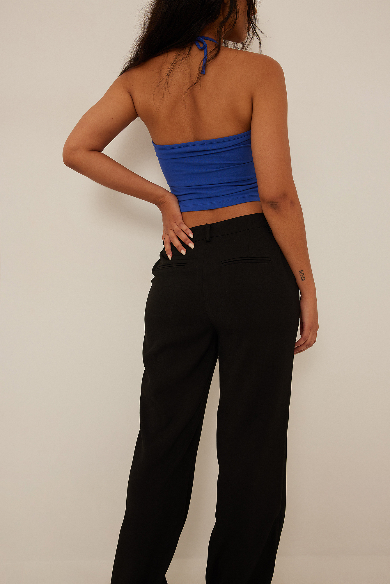 Keyhole Neckline Top Blue | na-kd.com