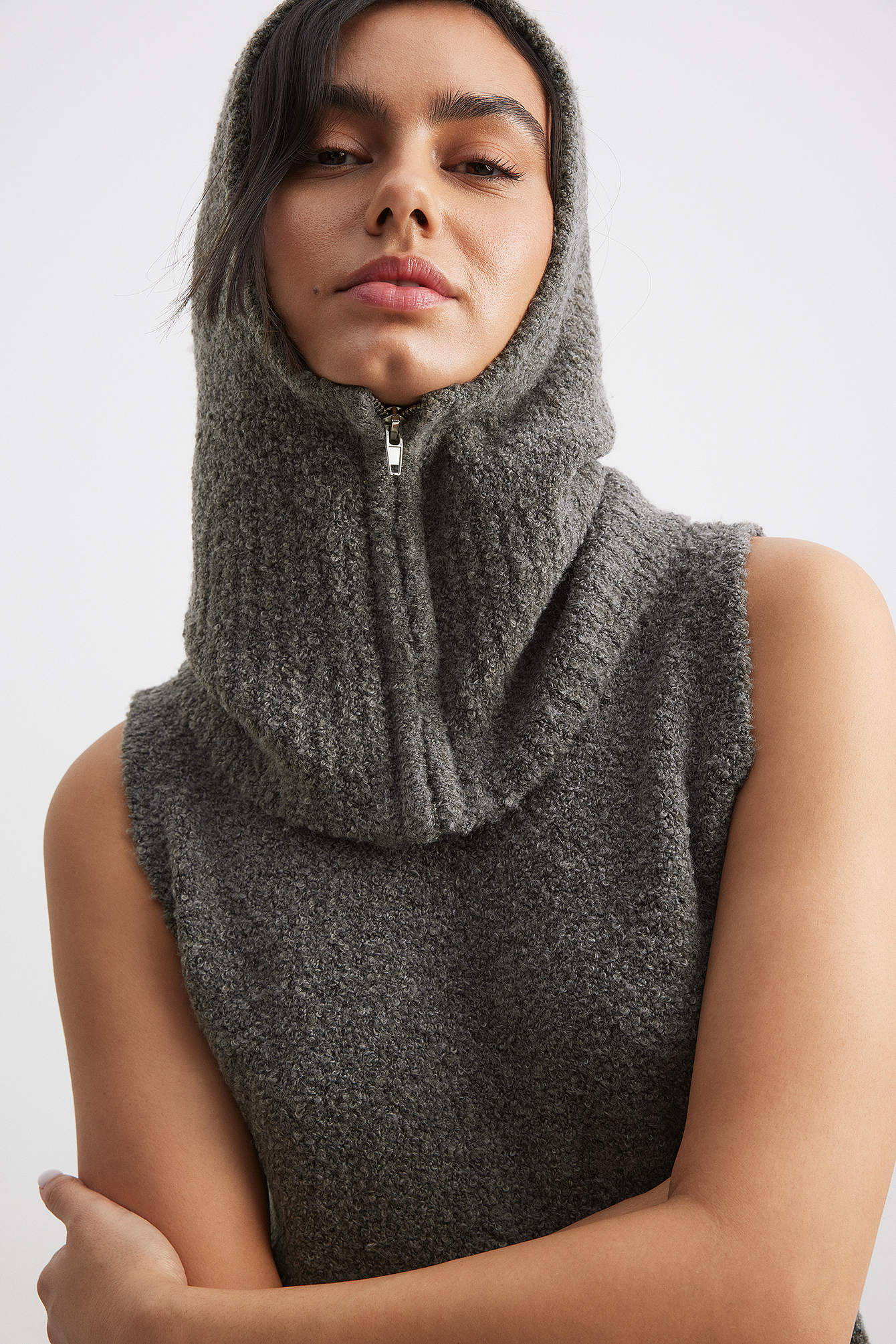 Knitted Balaclava Grey | NA-KD