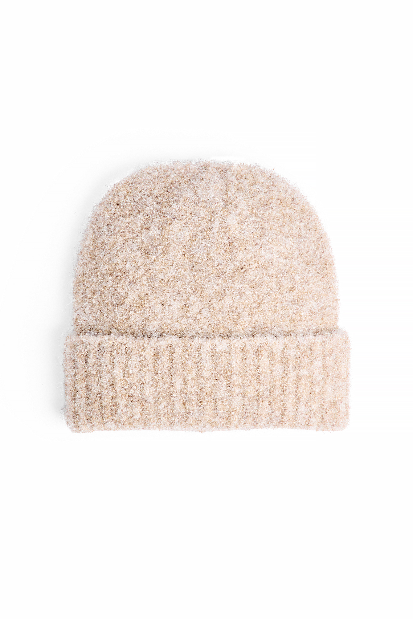 Knitted Bouclé Look Beanie Beige | NA-KD