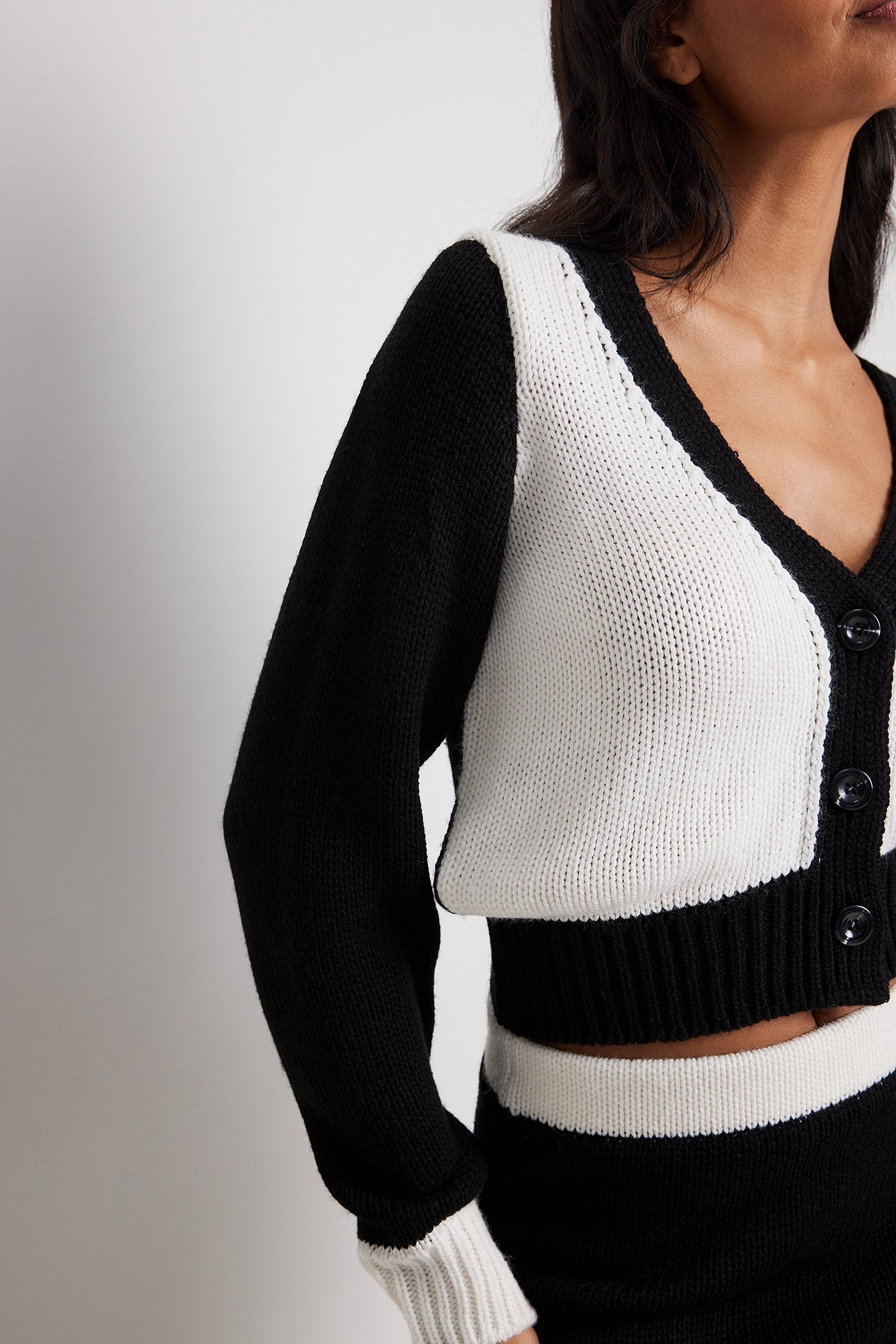 Knitted Cropped Cardigan Multicolor | na-kd.com