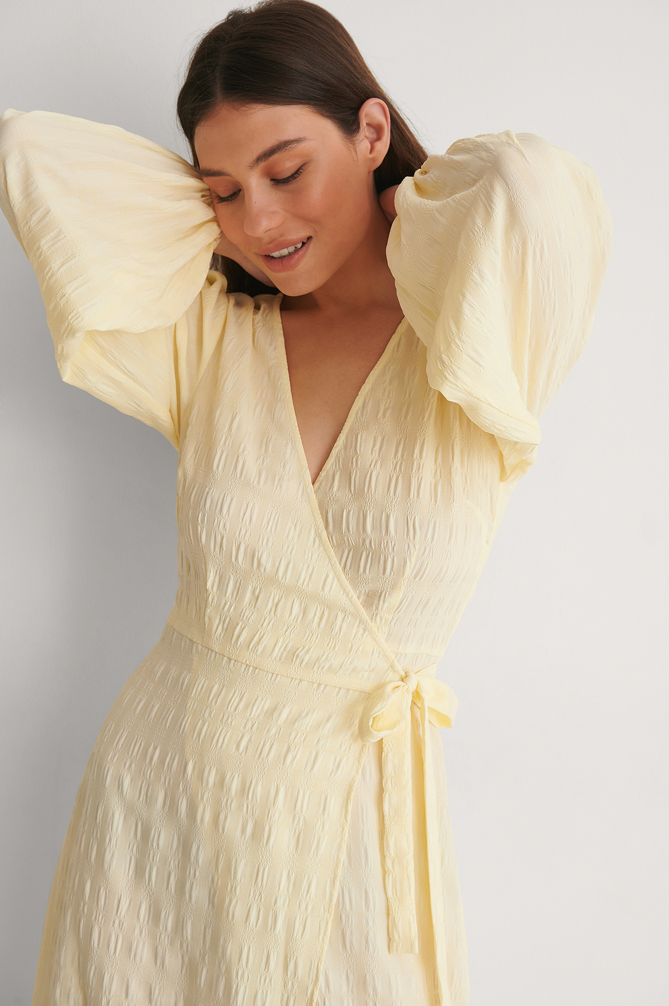 Overlapped Structured Midi Dress Yellow | NA-KD