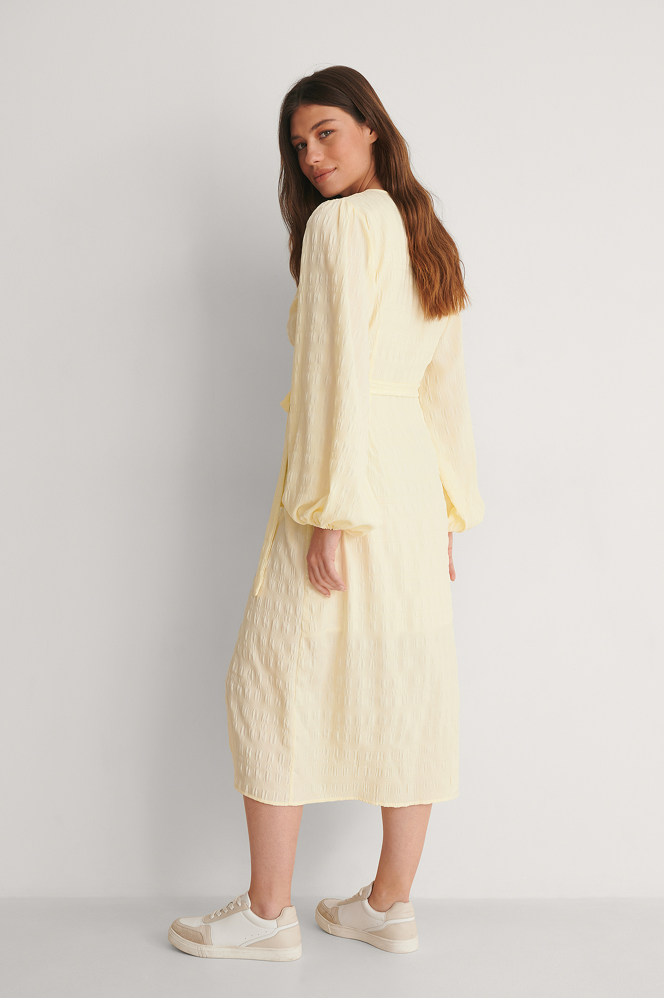 Overlapped Structured Midi Dress Yellow | na-kd.com