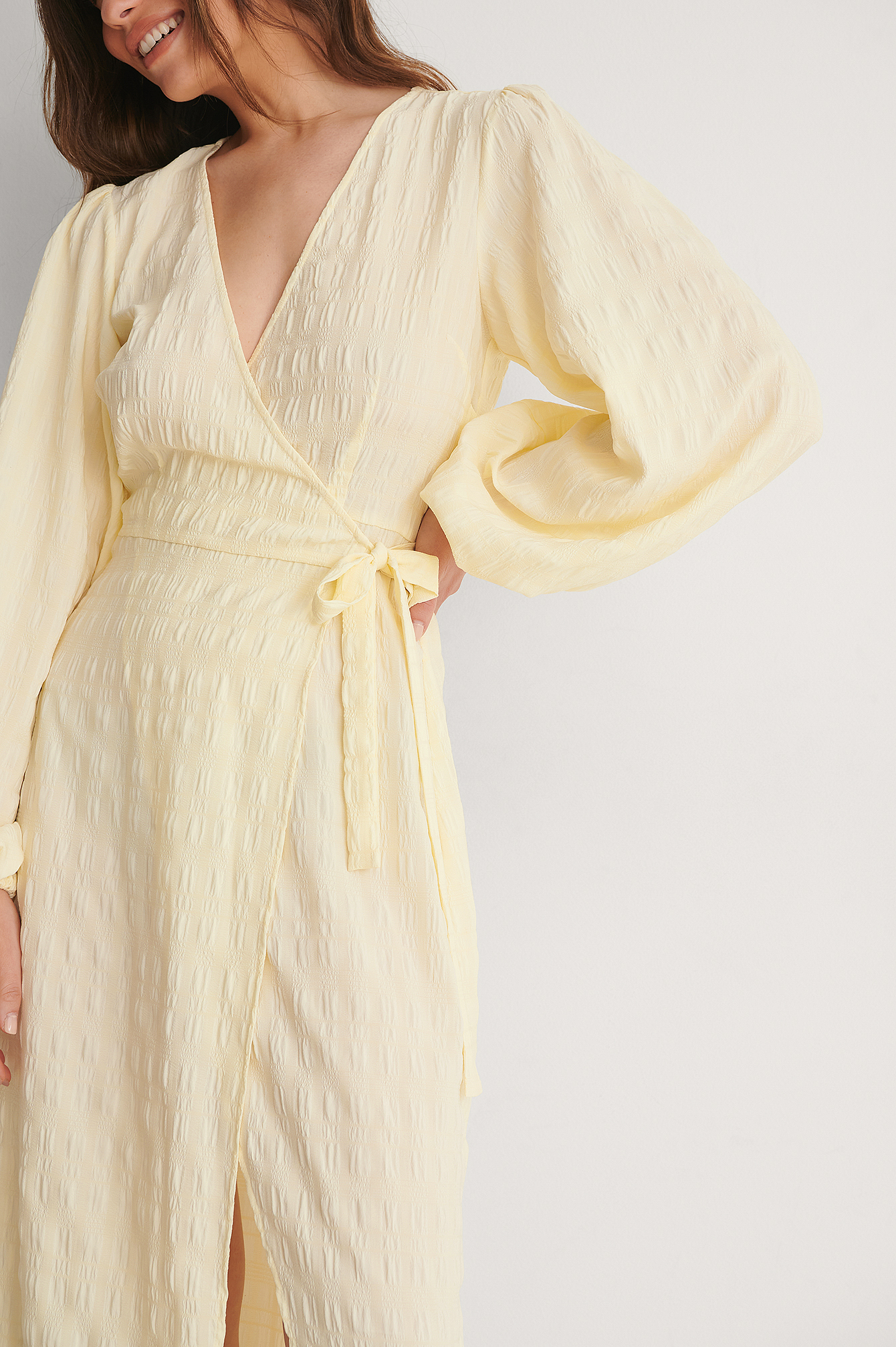 Overlapped Structured Midi Dress Yellow | na-kd.com