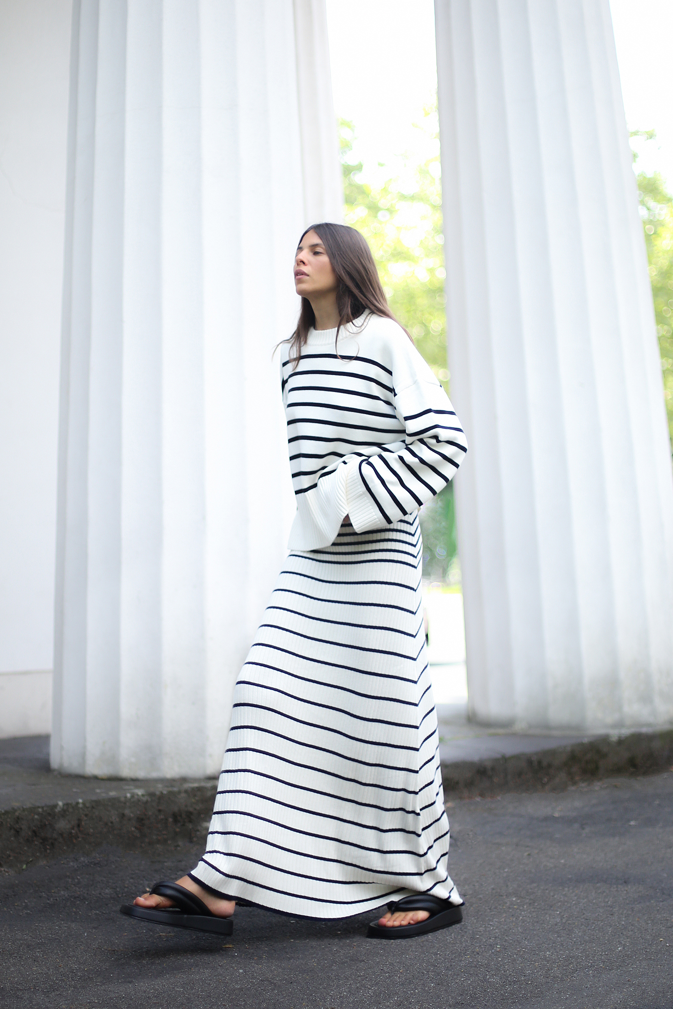 Fine Knitted Striped Midi Dress Stripe | NA-KD