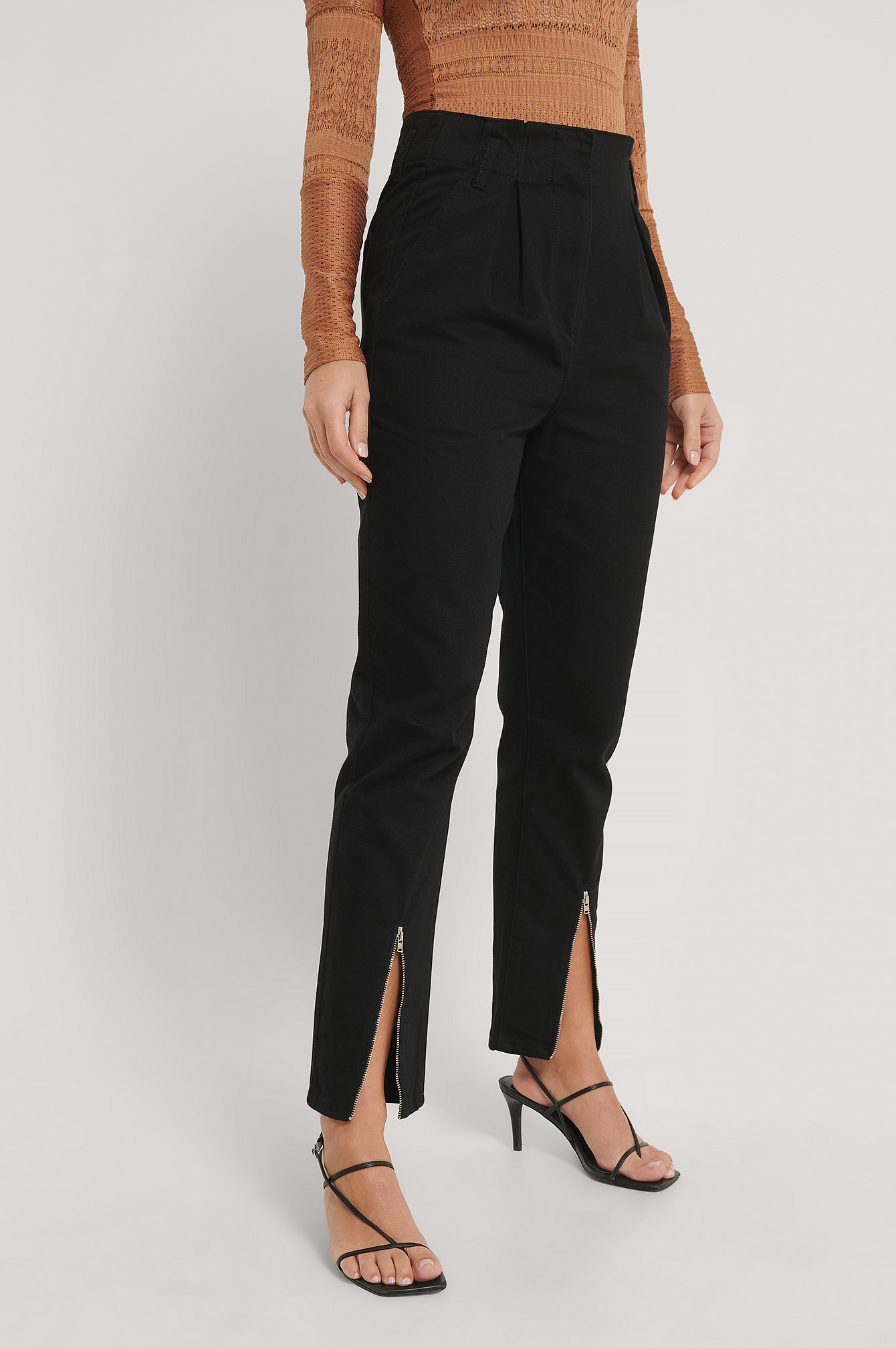 Front Zipper Light Denim Black | na-kd.com