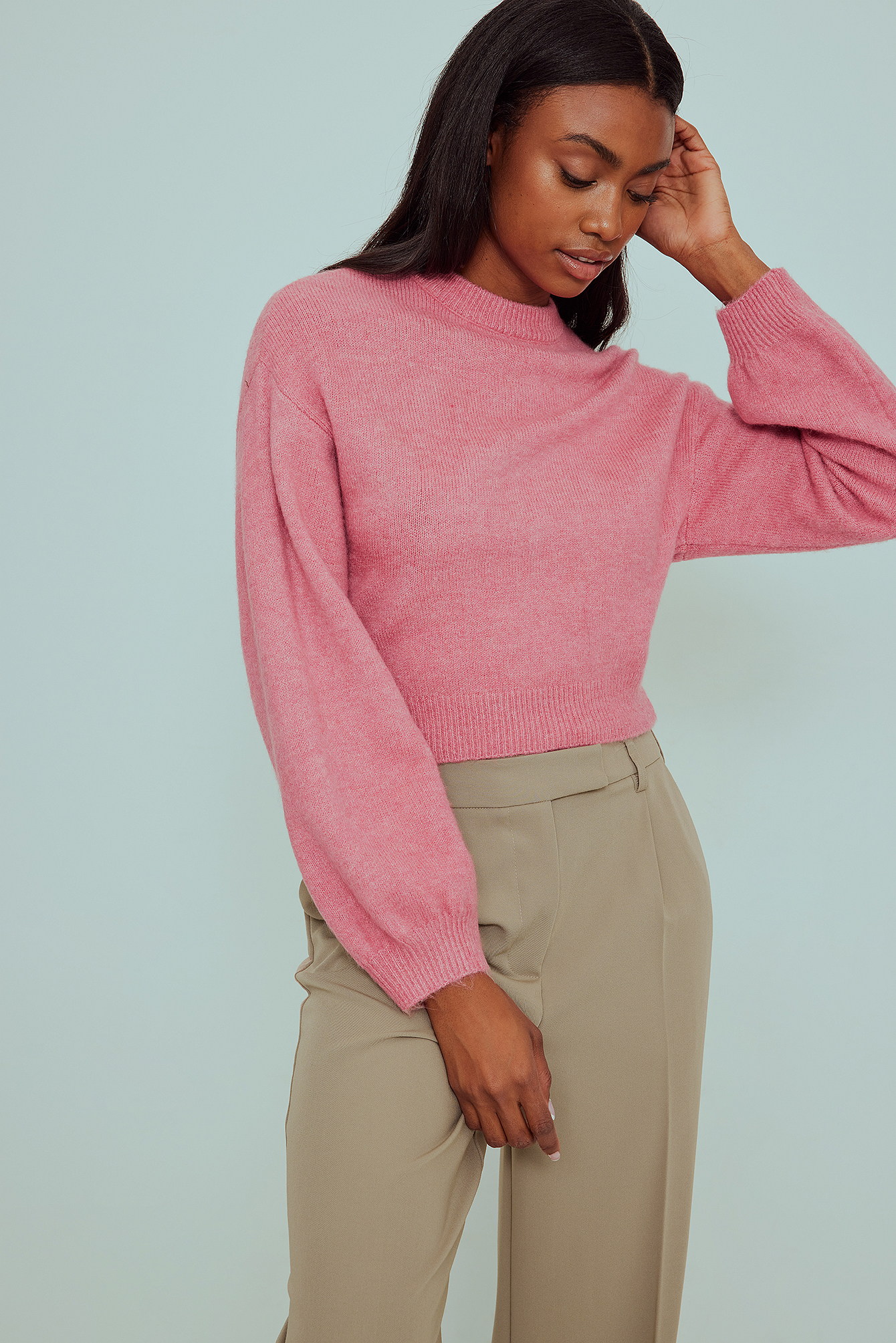 Melange-Strickpullover Rosa | NA-KD