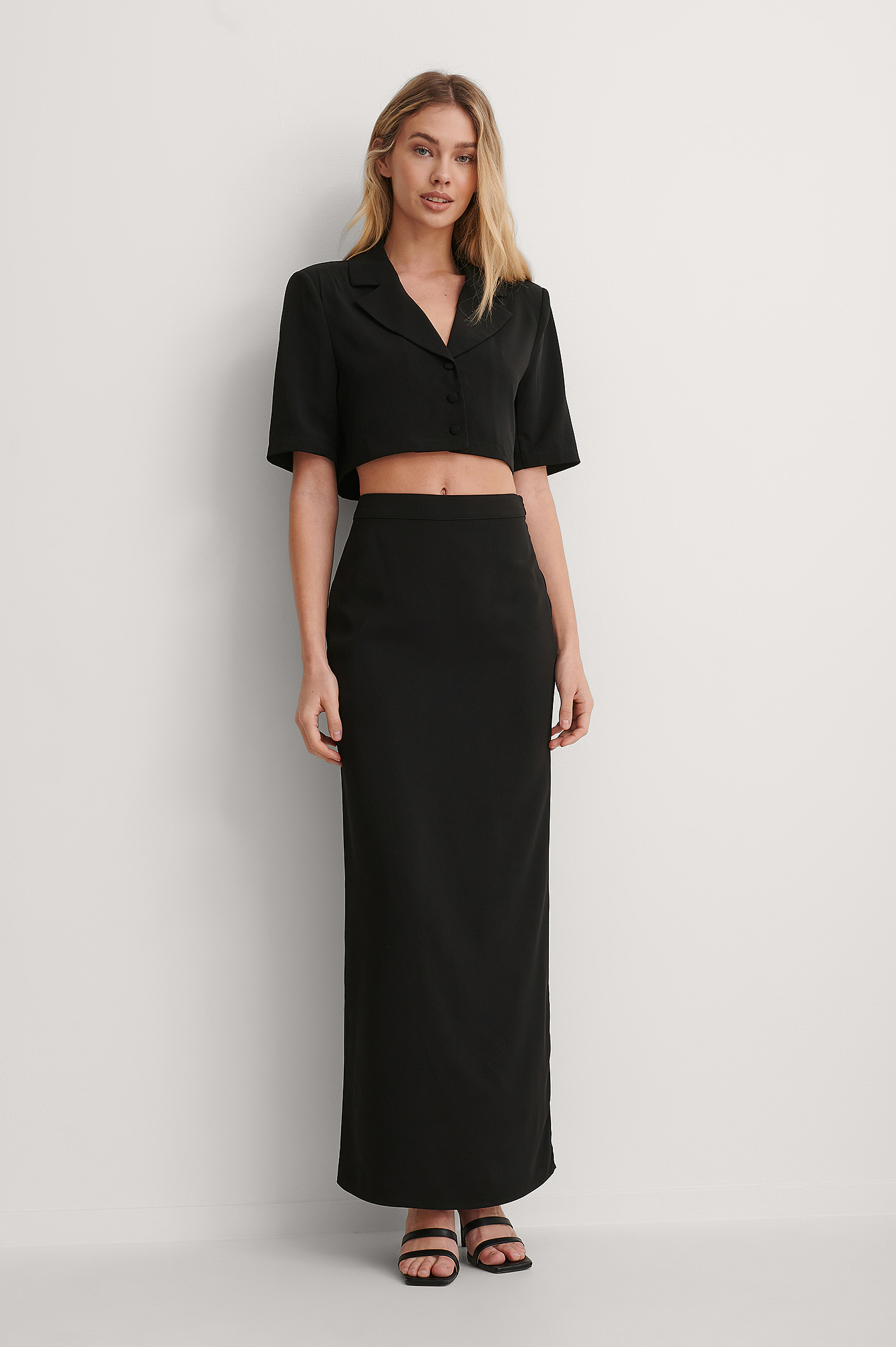 High Slit Maxi Skirt Black | na-kd.com