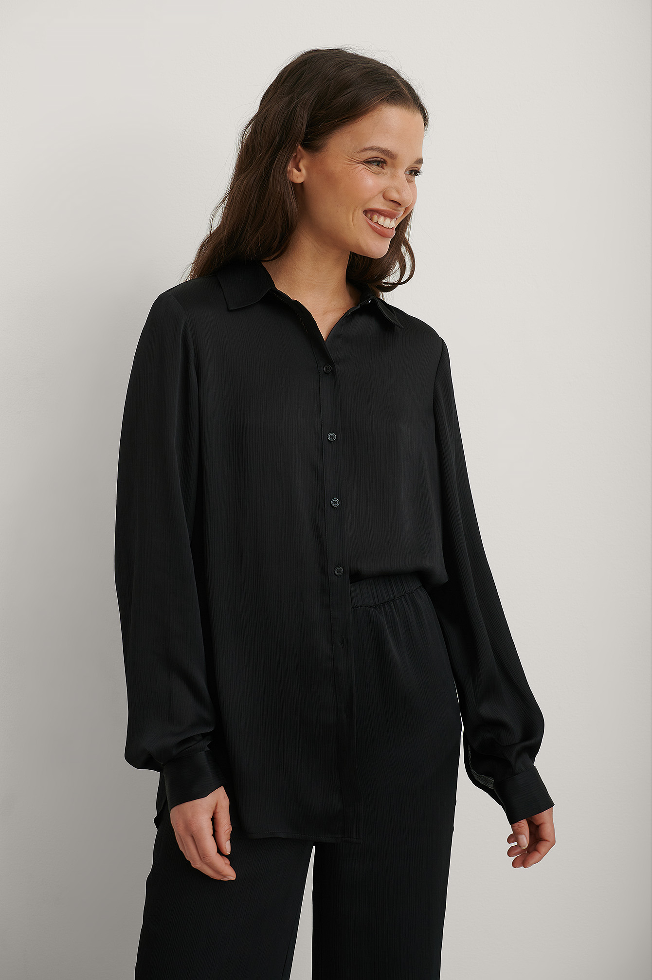 Structured Oversized Shirt Black | NA-KD