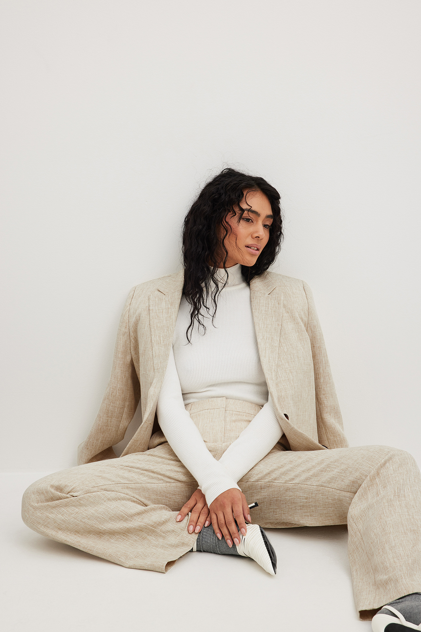 Melange Regular Blazer Beige | NA-KD