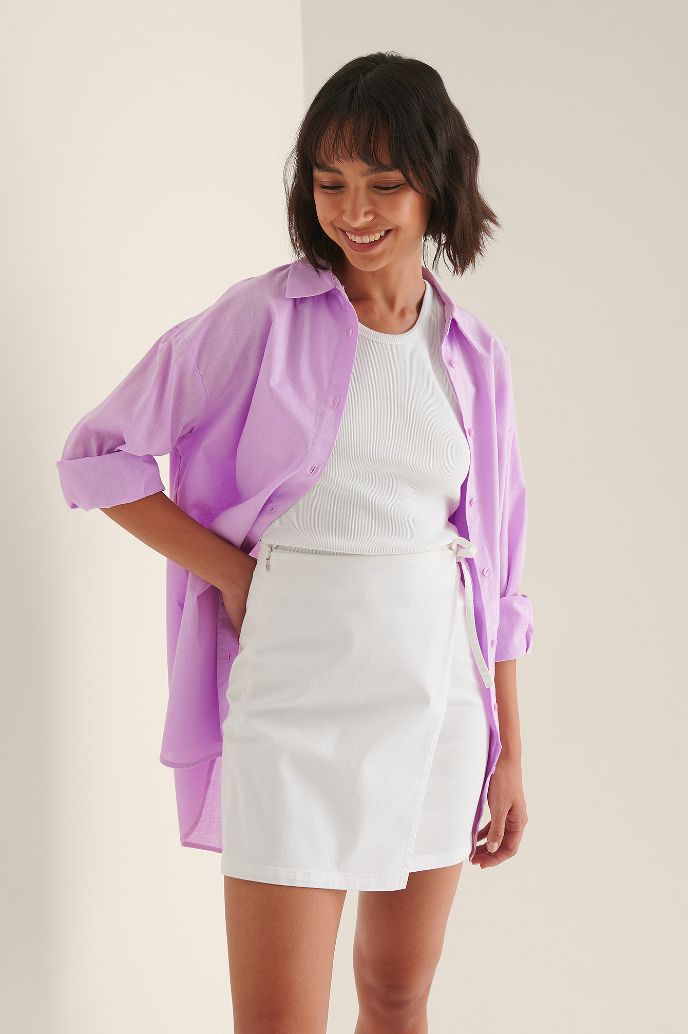 Wrapped Mini Skirt White | NA-KD