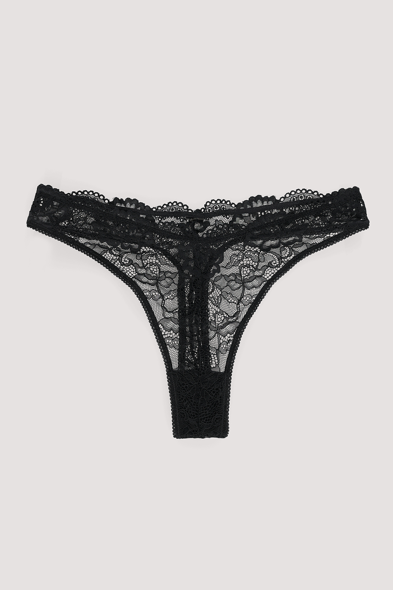 Mid Waist Lace Thong Black Na Kd