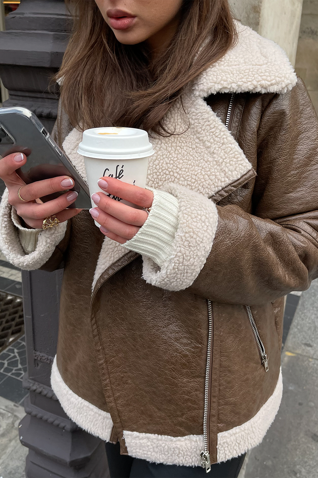 Aviator PU Jacket Brown | na-kd.com