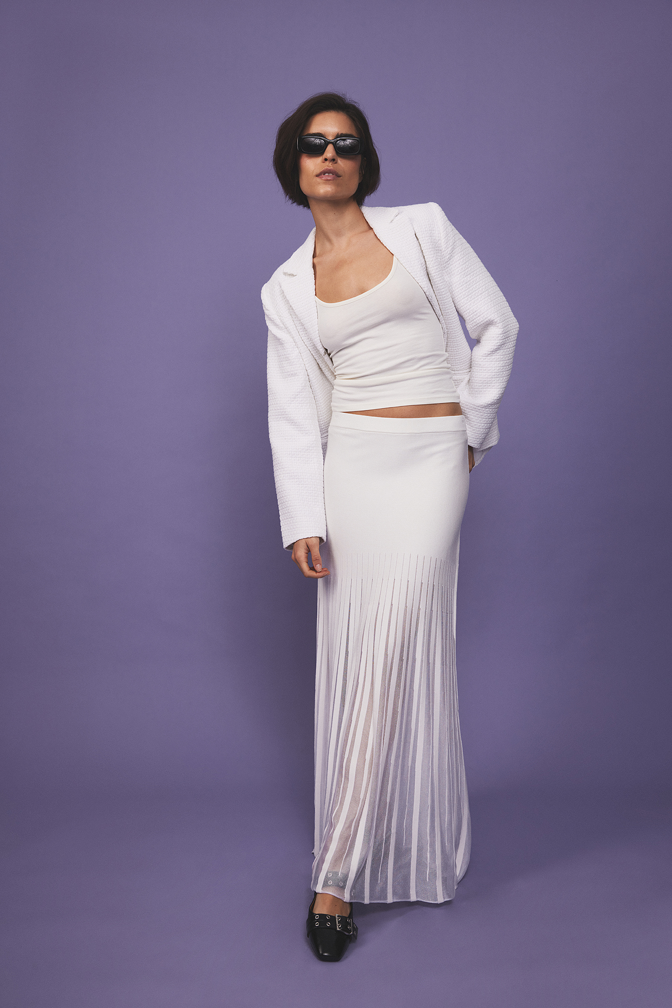 Knitted Maxi Skirt White Na Kd