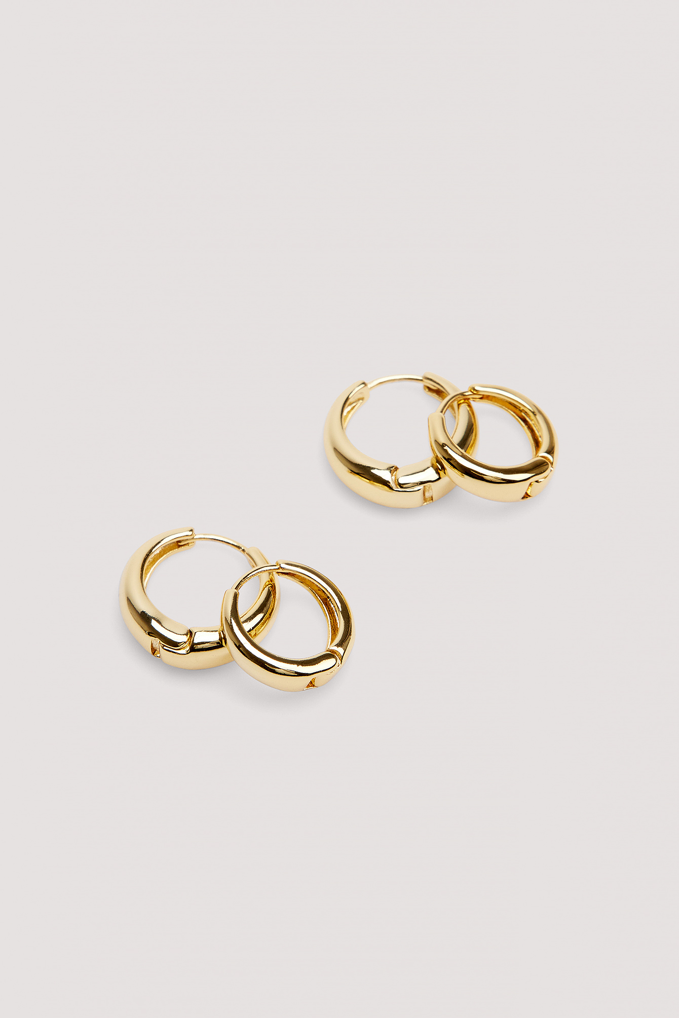 2-Pack 18k Gold Plated Basic Chubby Hoops Gold | NA-KD