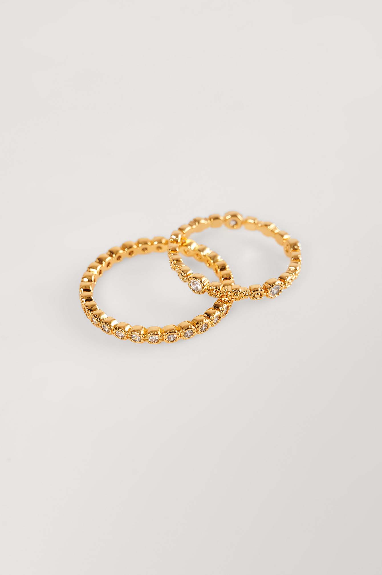 2-Pack 18K Gold Plated Sparkling Rings Gold | NA-KD