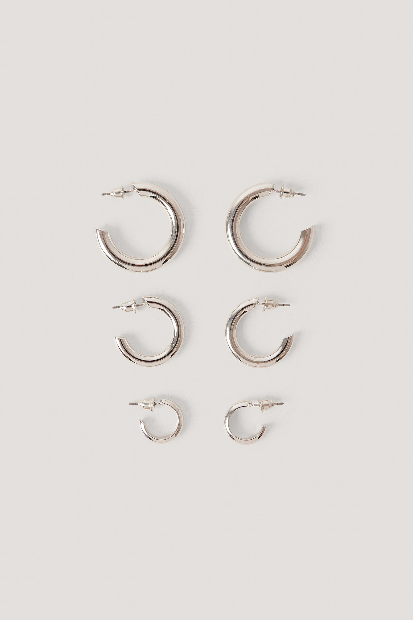 3-Pack Chubby Hoops Silver | NA-KD