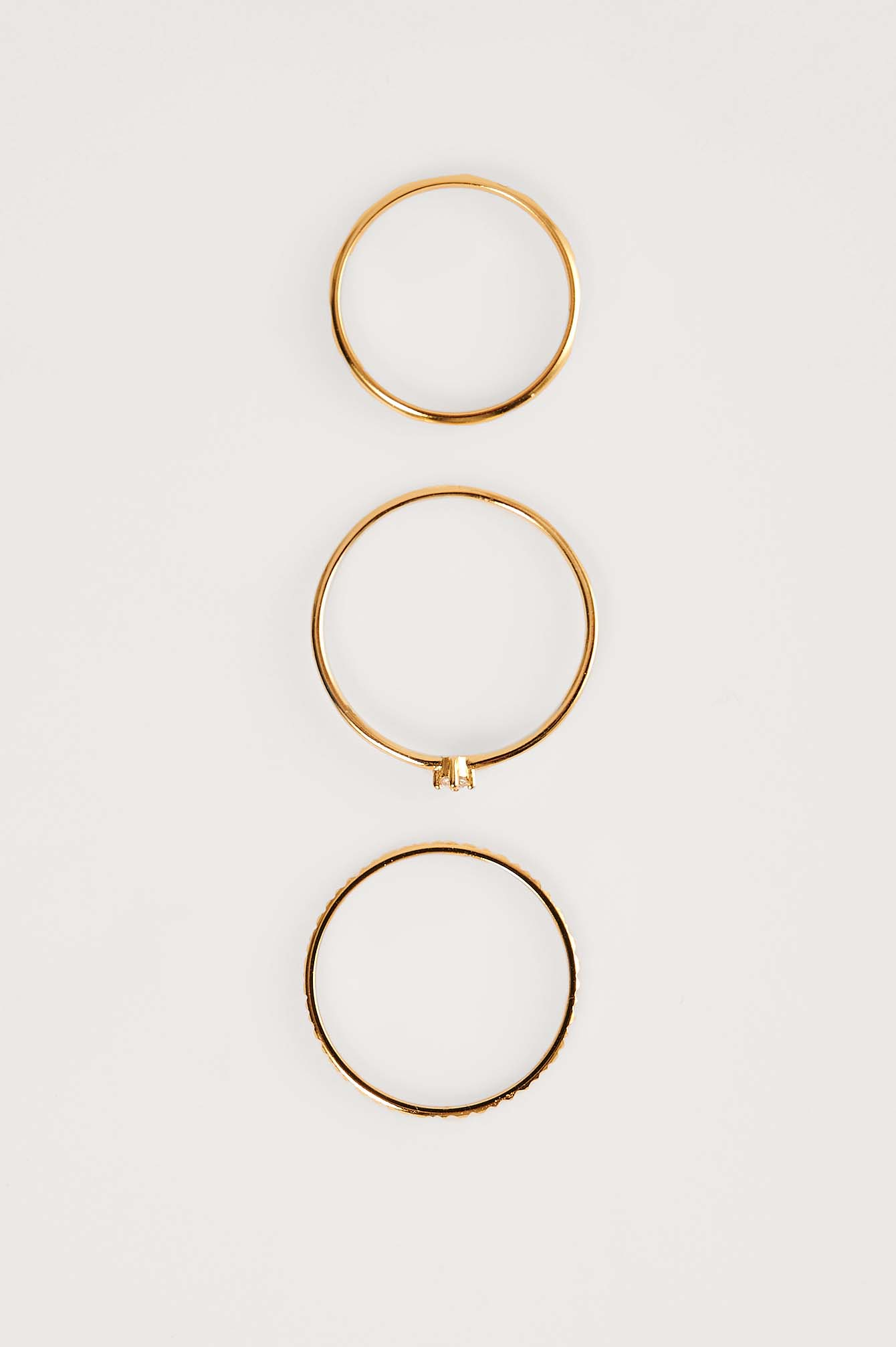 3-Pack 18K Gold Plated Slim Rings Gold | NA-KD
