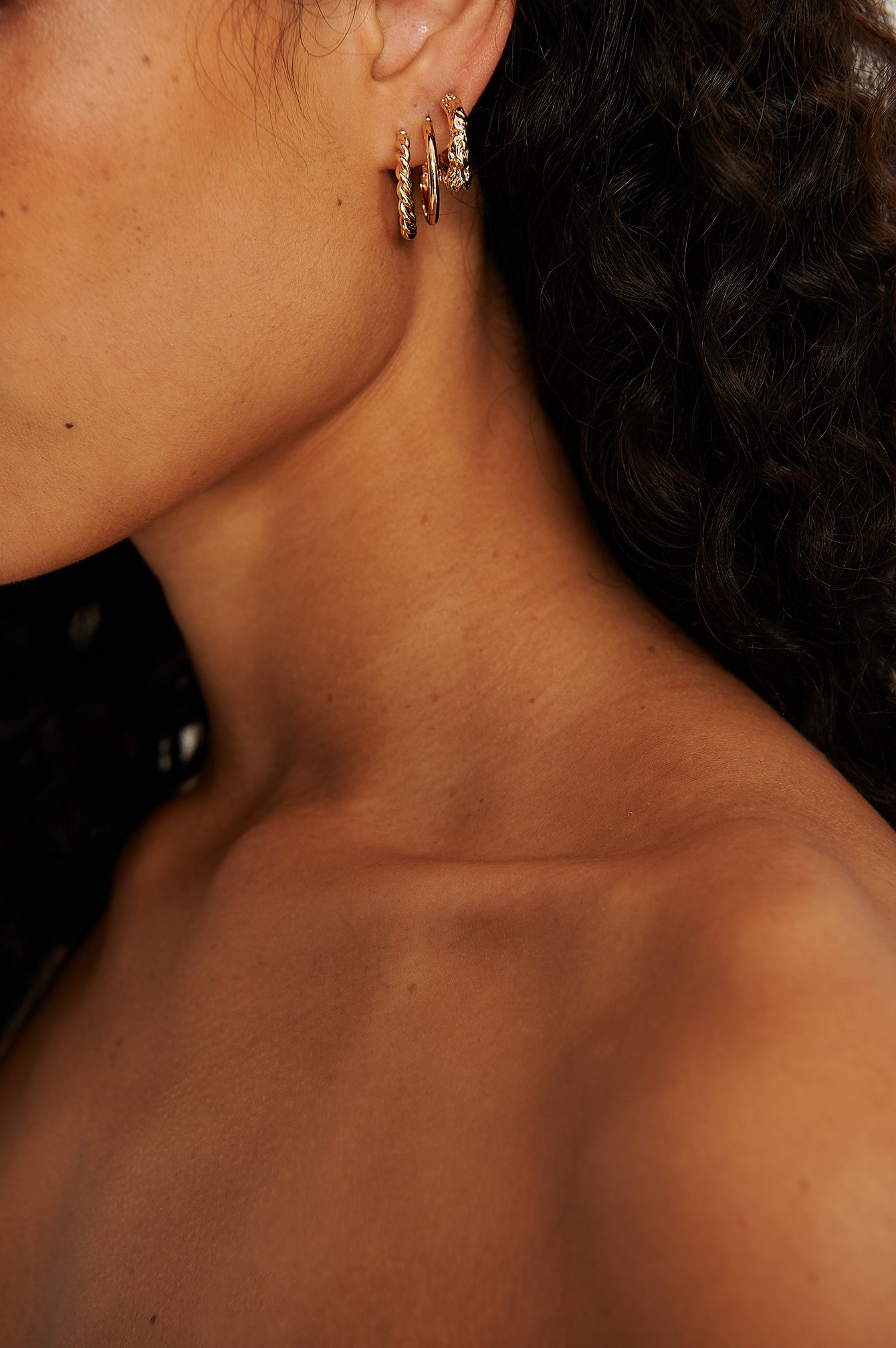 4-Pack Thin Hoop Earrings Gold | NA-KD