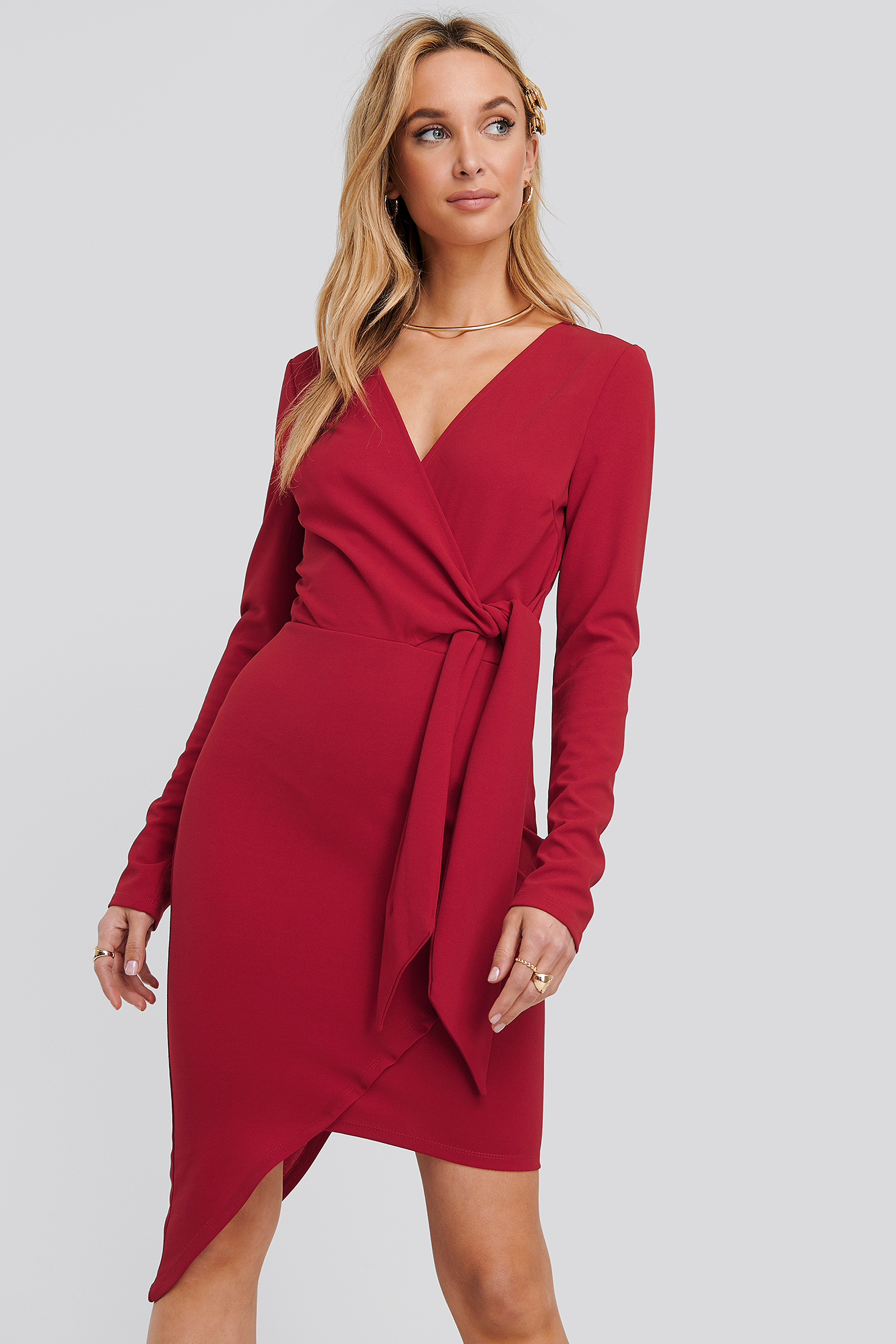 Asymmetric Hem Mini Dress Rot | NA-KD