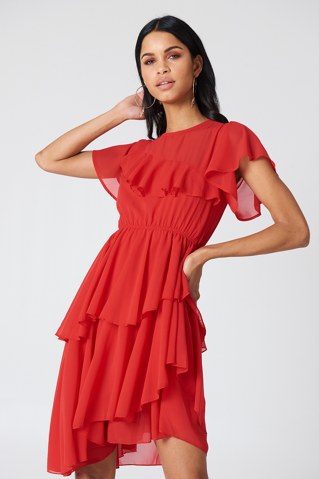 Asymmetric Flounce Dress Rot | NA-KD