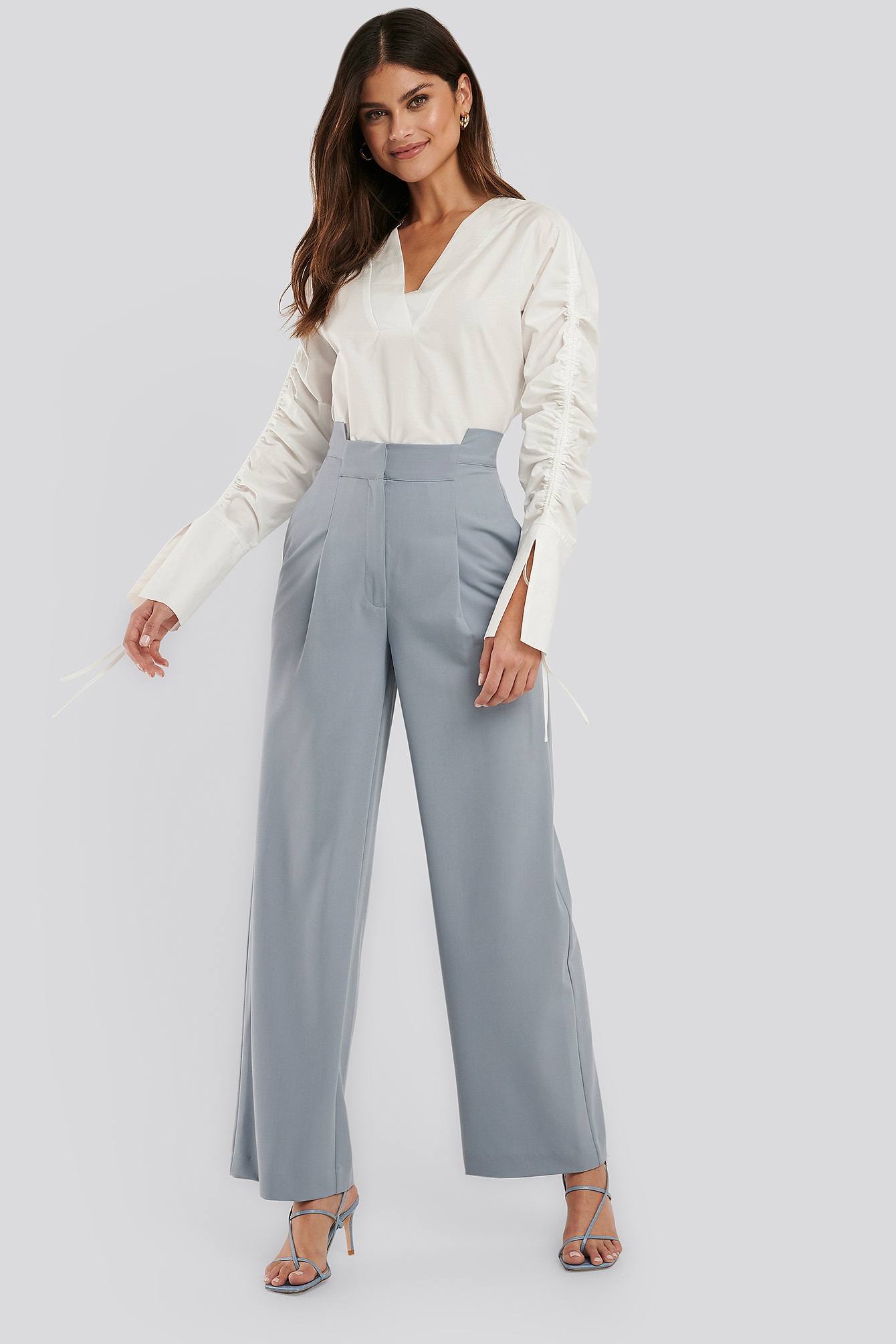 Asymmetric Waist Pants Blue | NA-KD