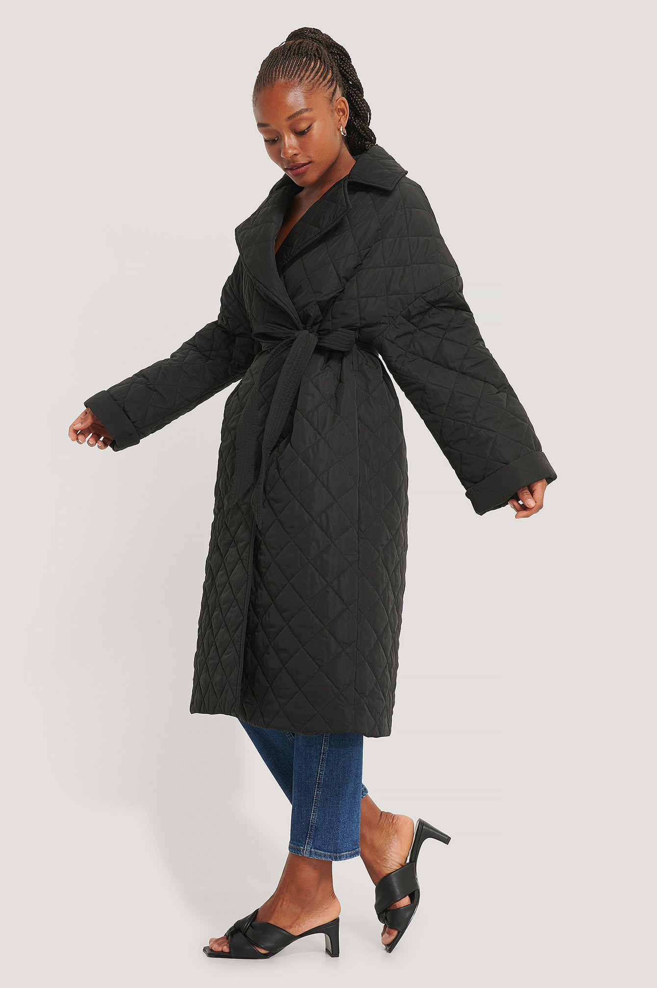 Back Slit Quilted Coat Black | NA-KD