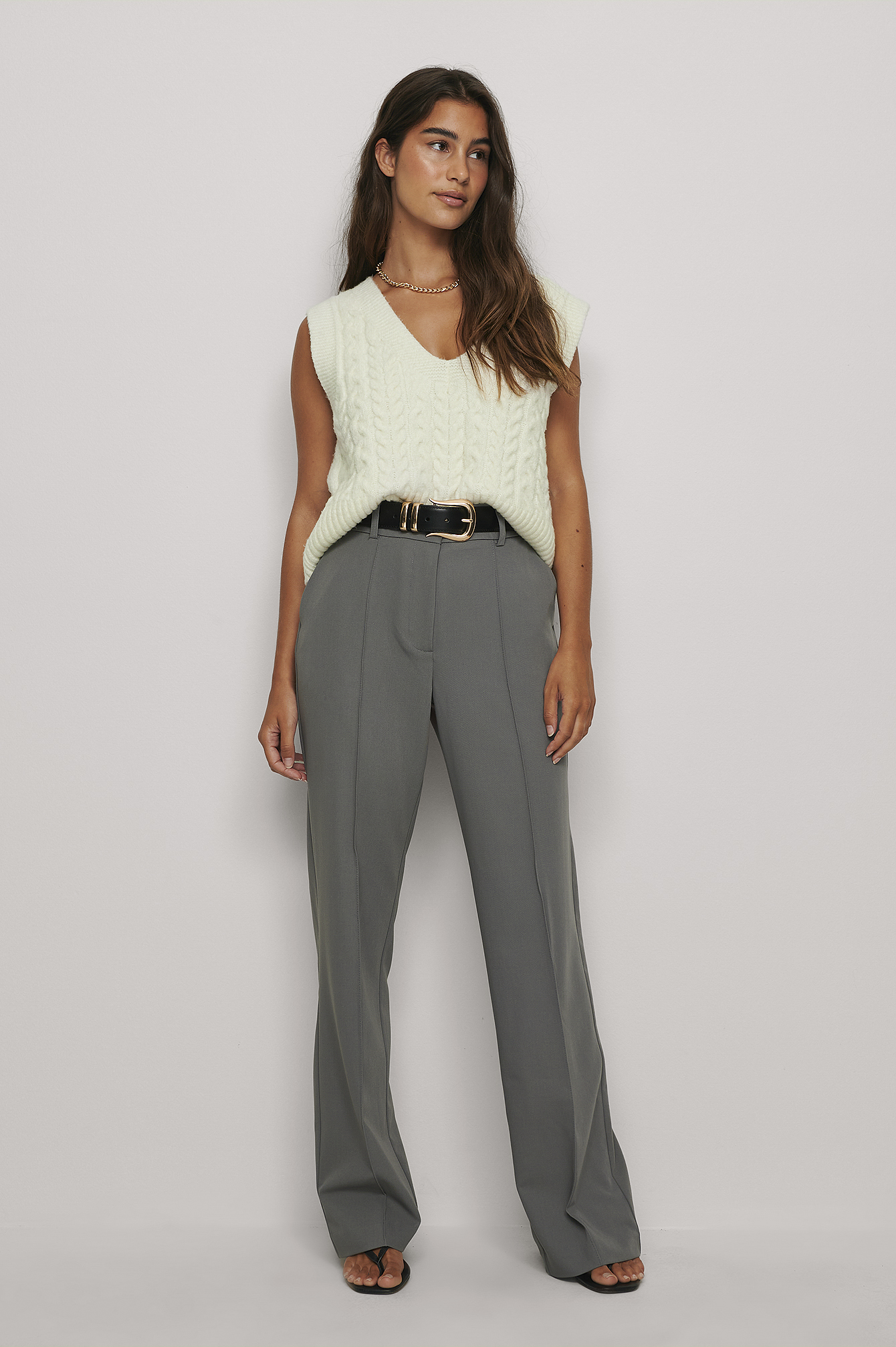 Back Slit Suit Pants Grey | NA-KD