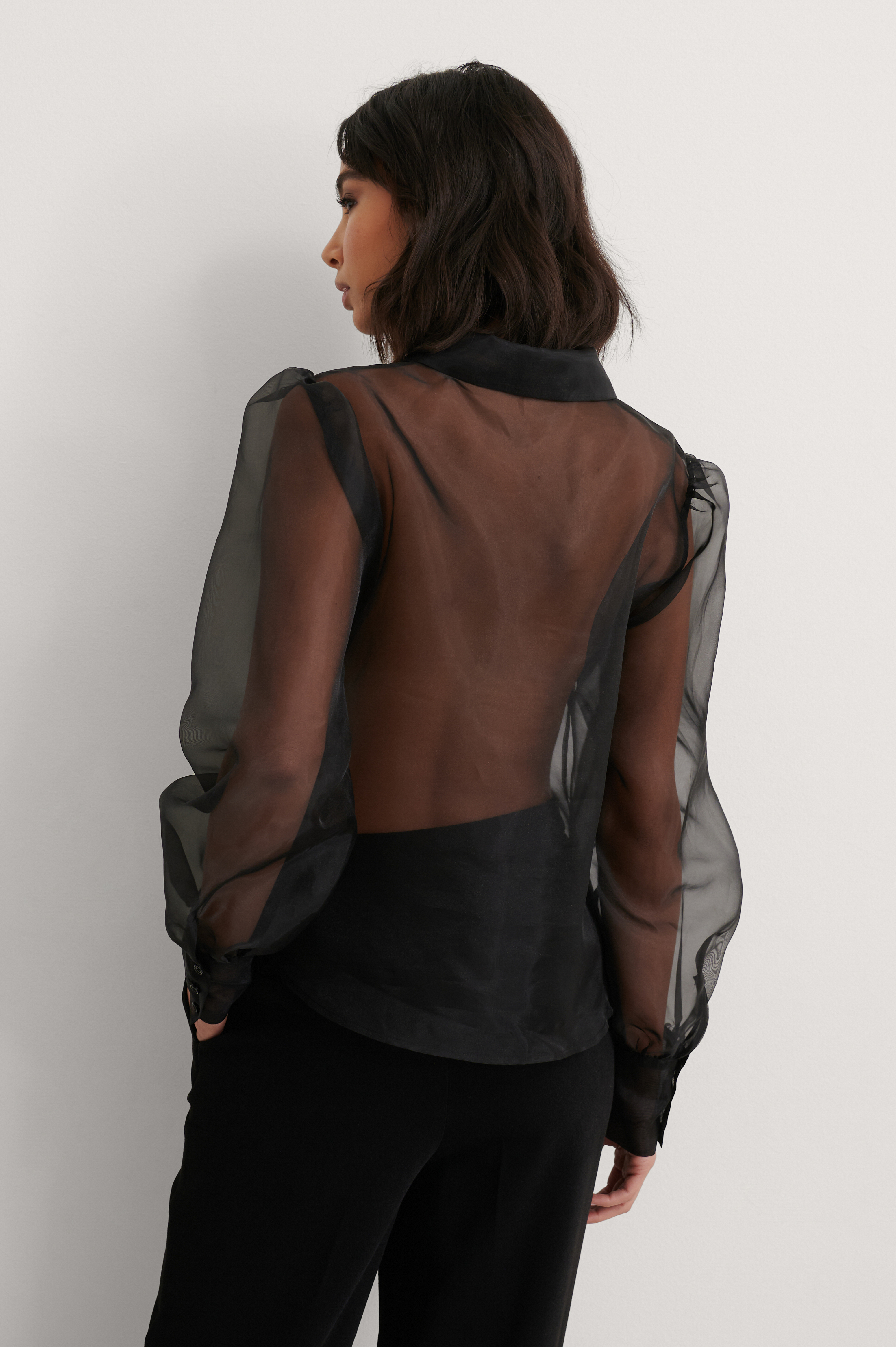 Balloon Sleeve Organza Blouse Black | na-kd.com