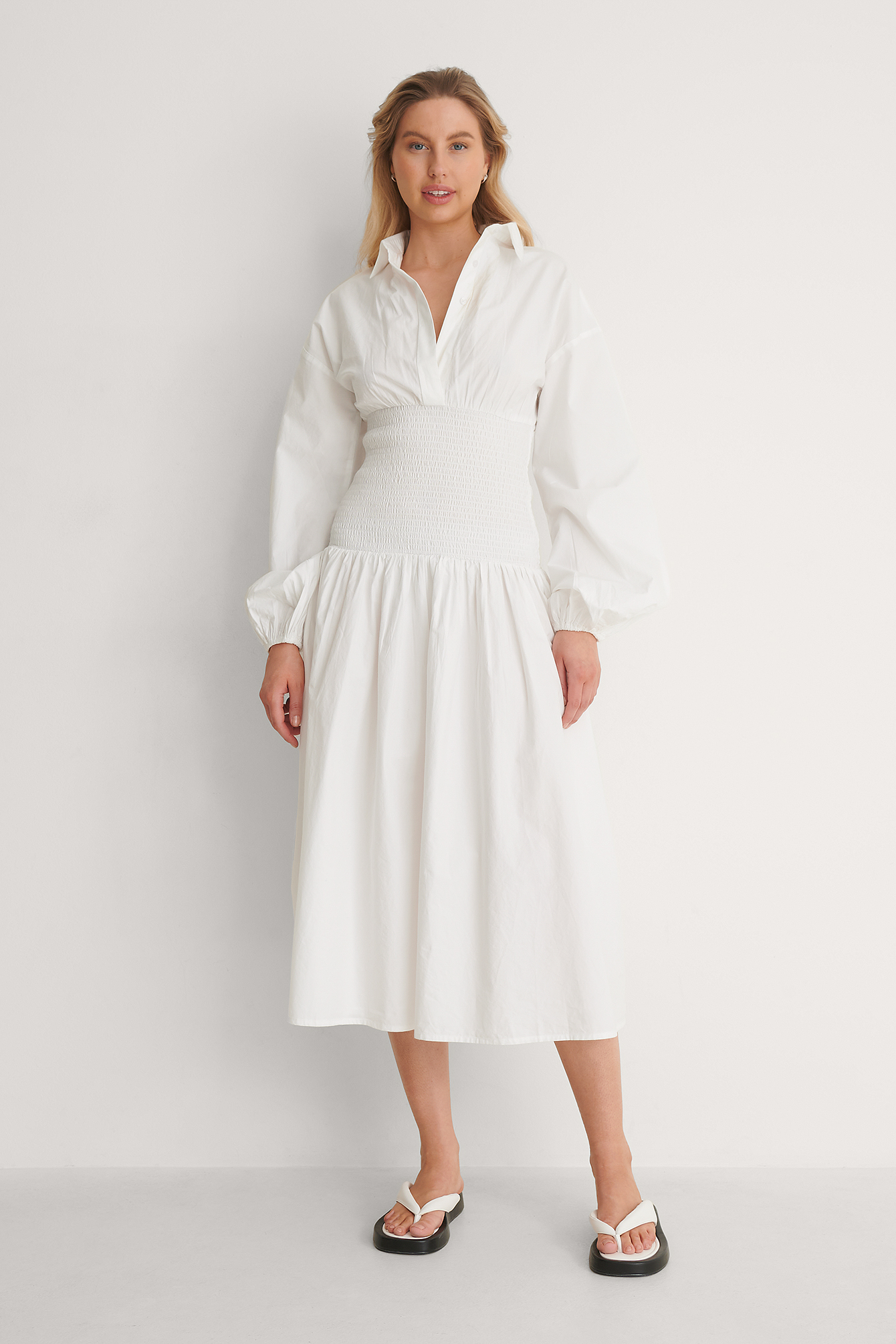 Button Detail Maxi Dress White | na-kd.com