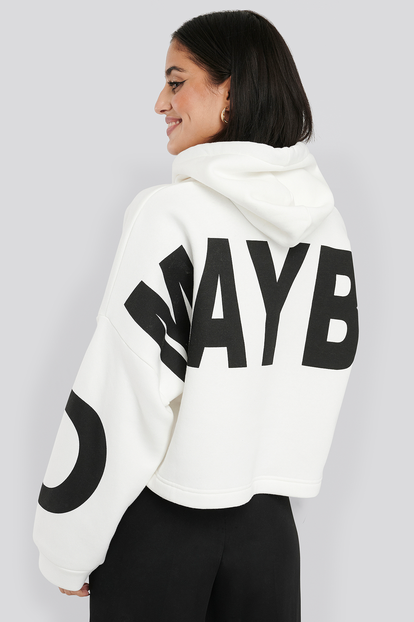 Basic Oversized Cropped Hoodie Weiß | NA-KD