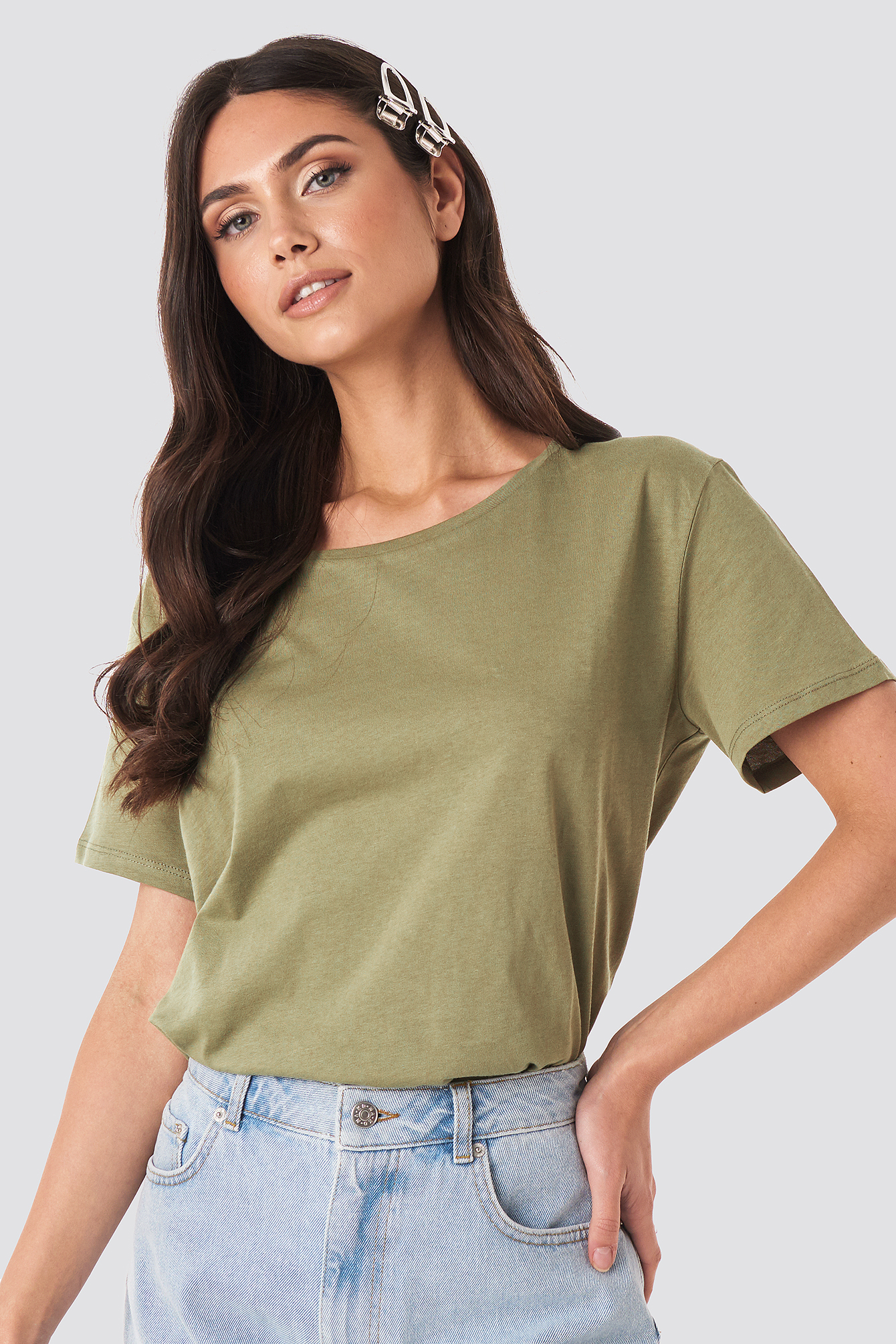 Basic Oversize T-Shirt Grün | NA-KD