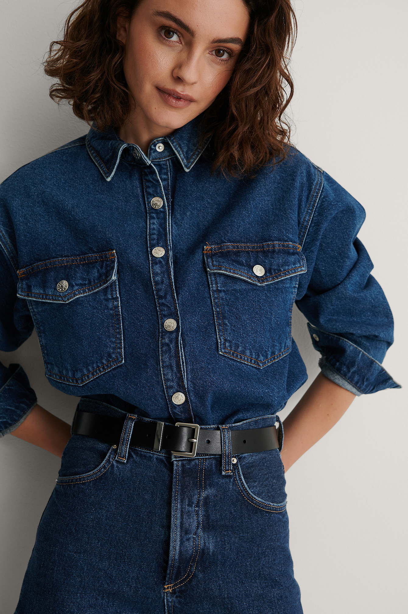 Basic Squared Buckle Leather Belt Black | NA-KD