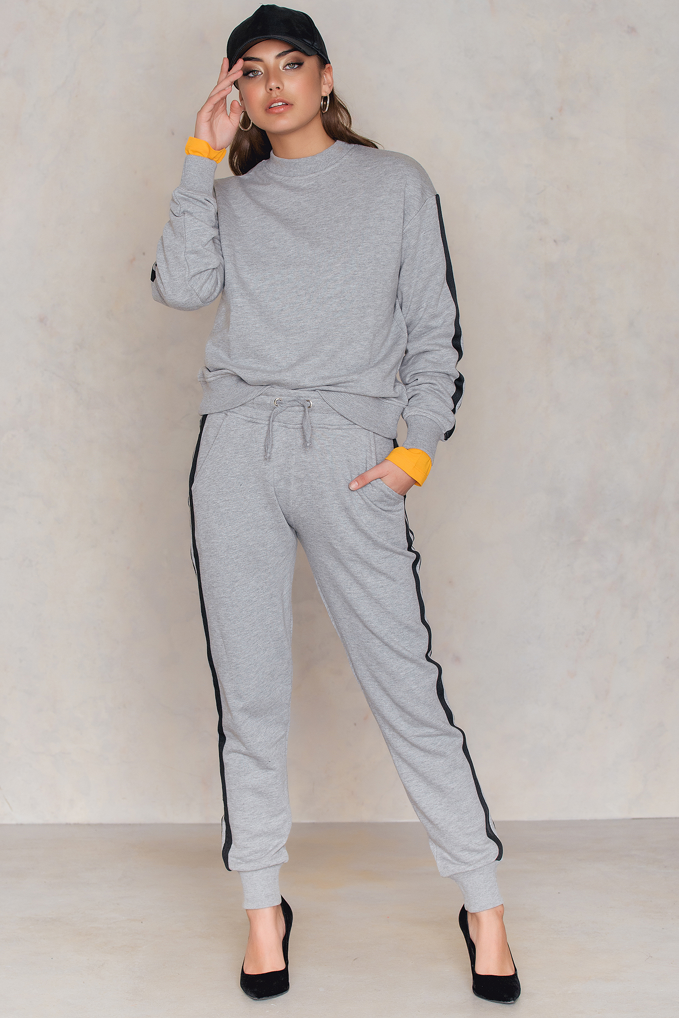 Basic Striped Sweatpants Grey | NA-KD