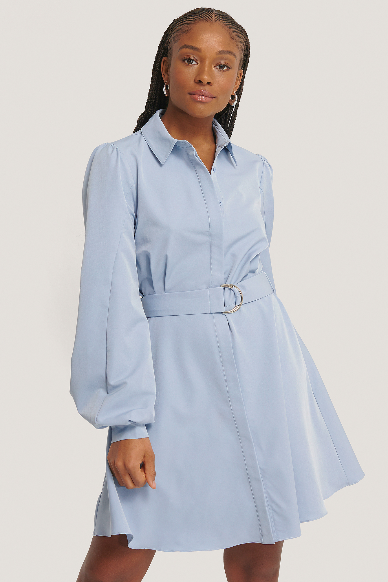 Belted Collar Shirt Dress Blue | NA-KD