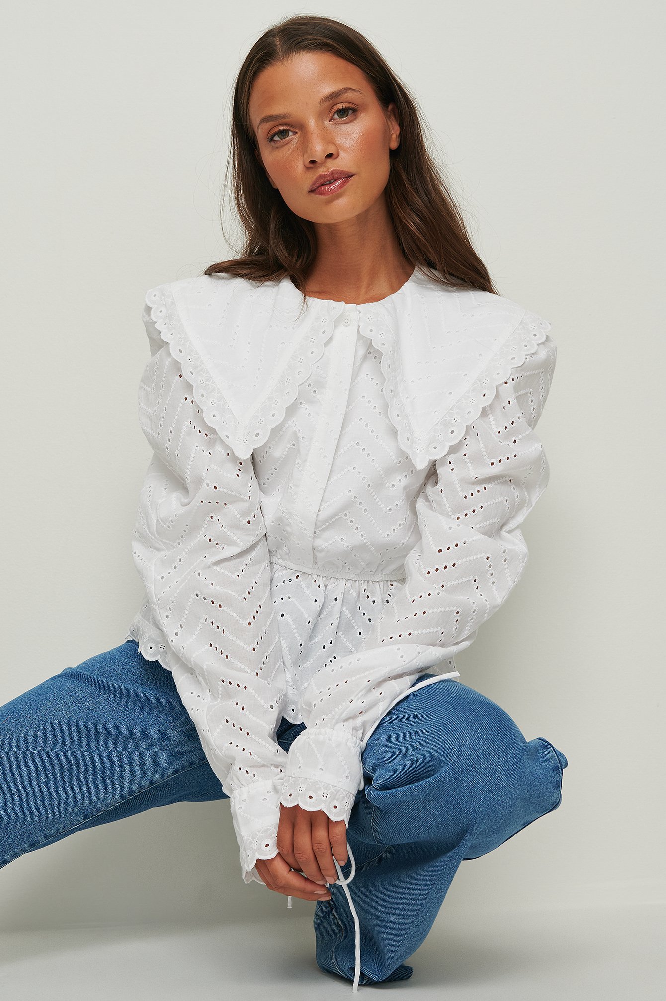 Big Collar Anglaise Blouse White | na-kd.com