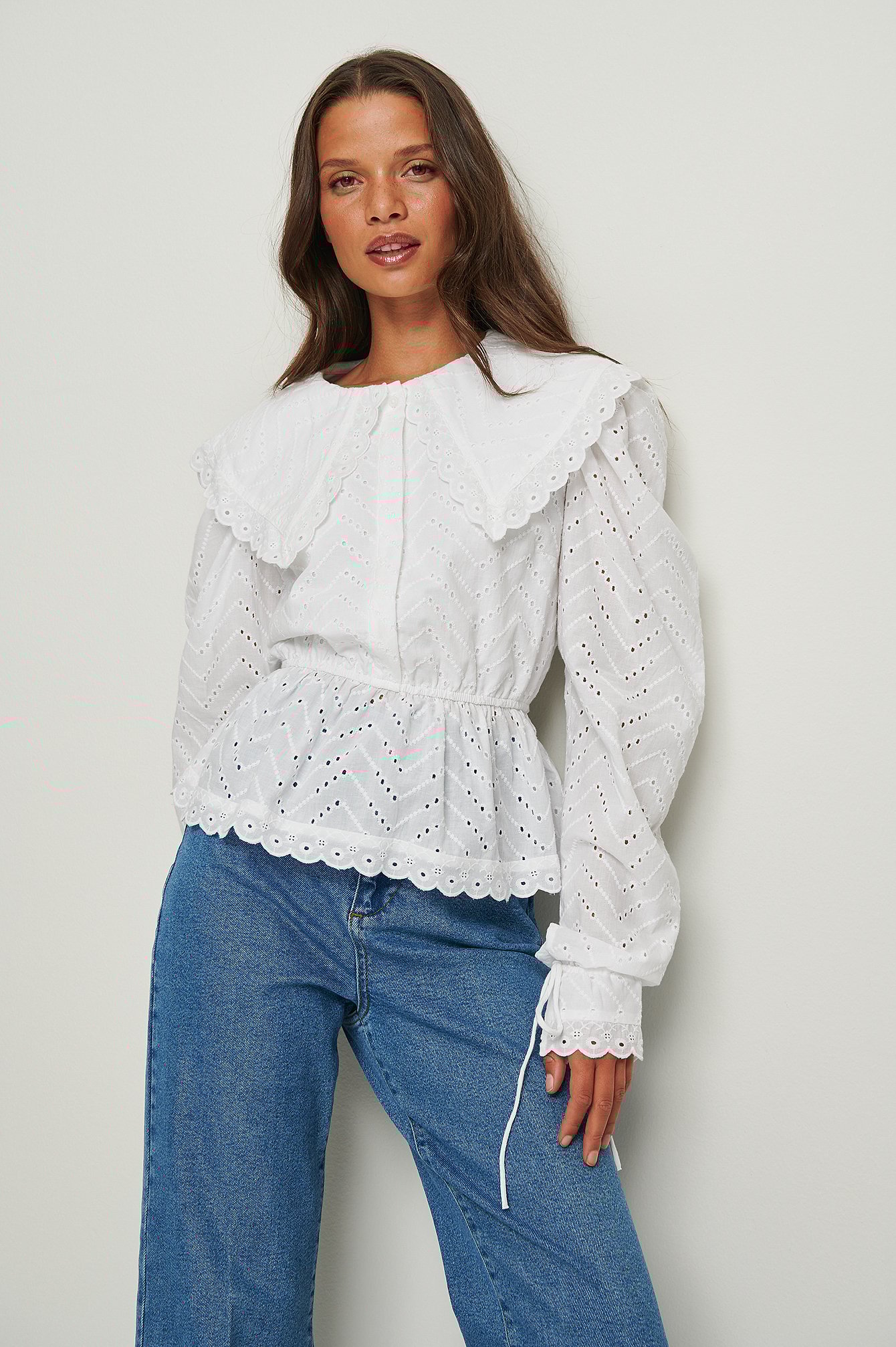 Big Collar Anglaise Blouse White | na-kd.com
