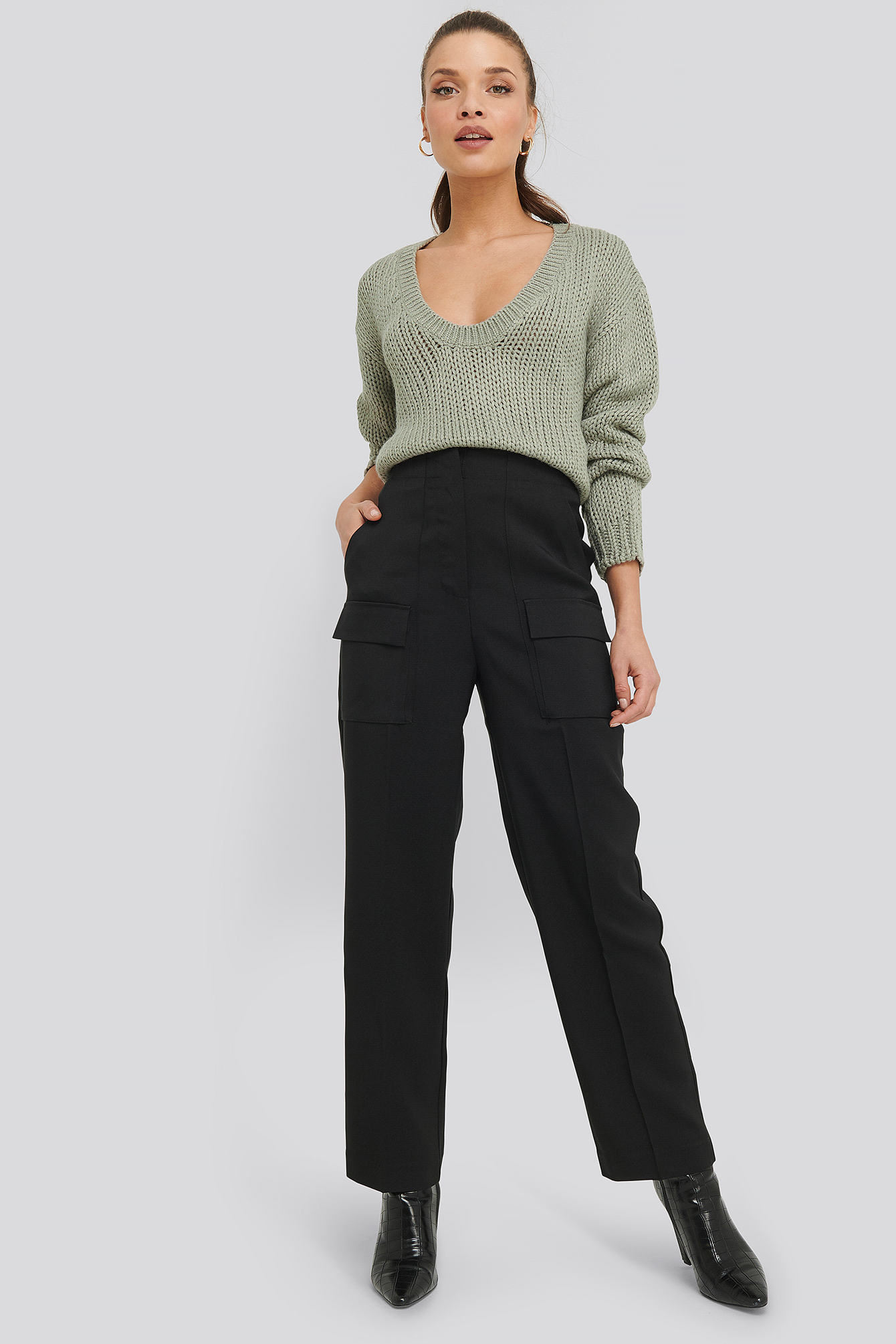 Big Front Pocket Pants Black | NA-KD