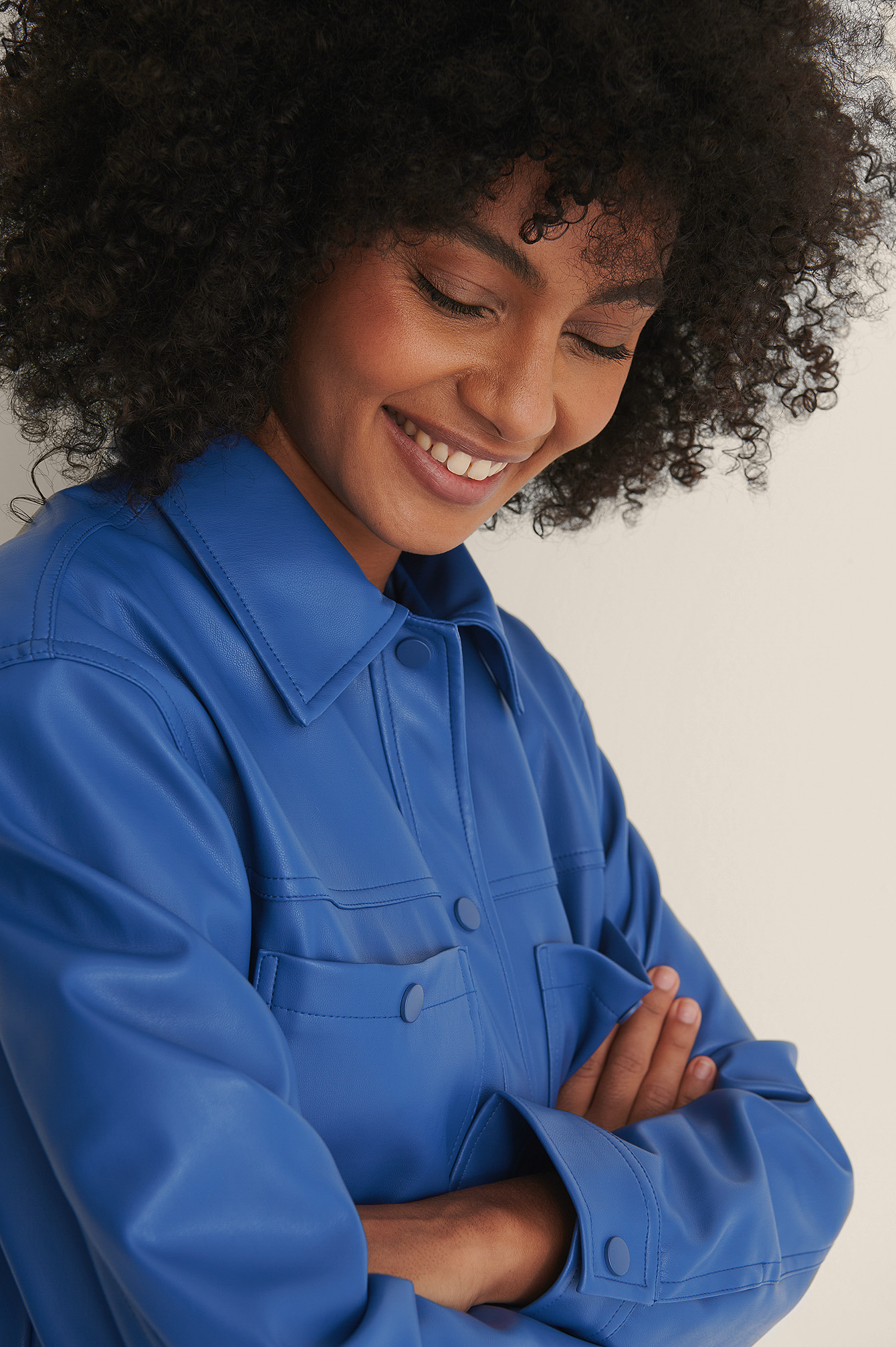 Big Pocket PU Jacket Blue | NA-KD