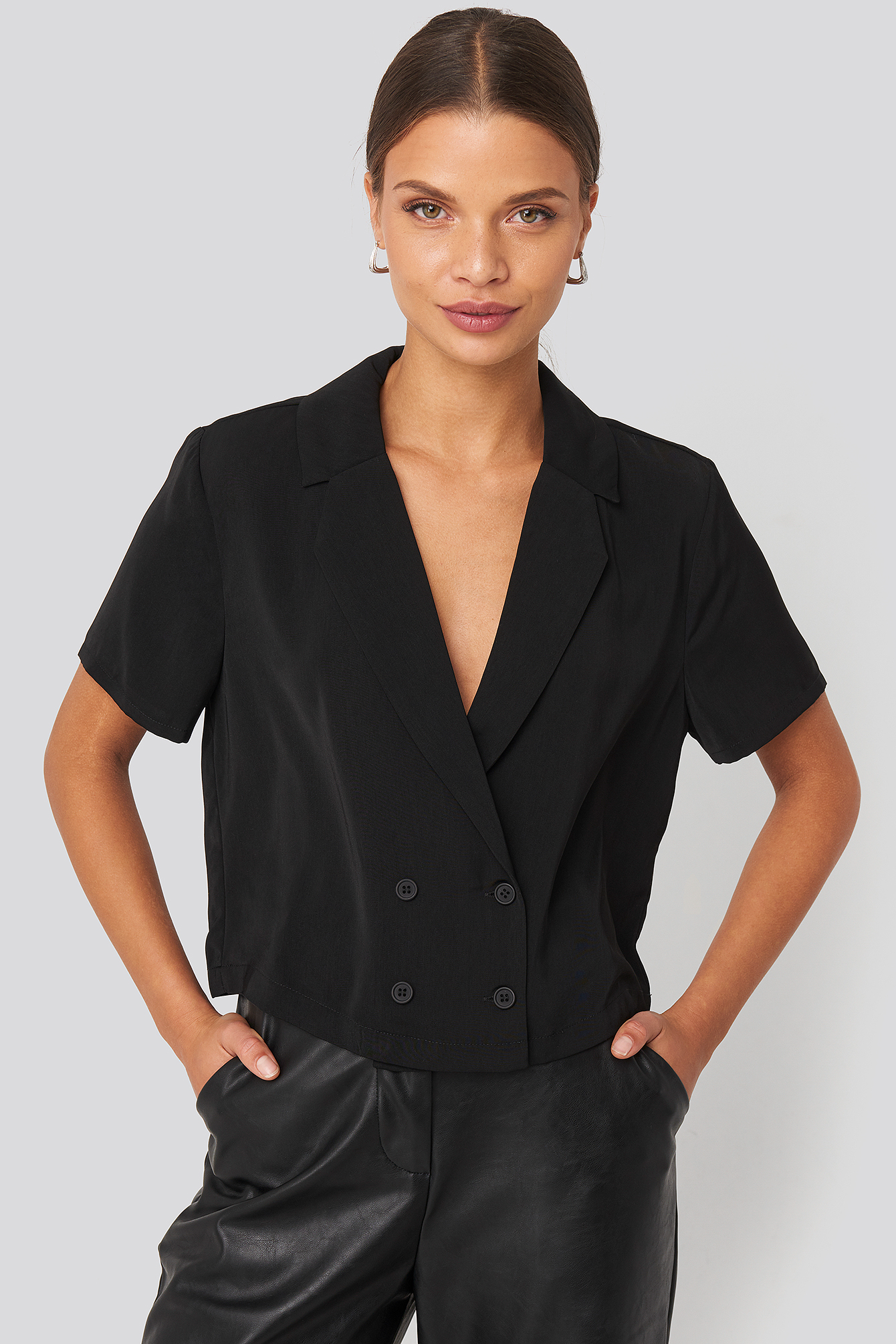 Blazer Buttoned Top Black | NA-KD