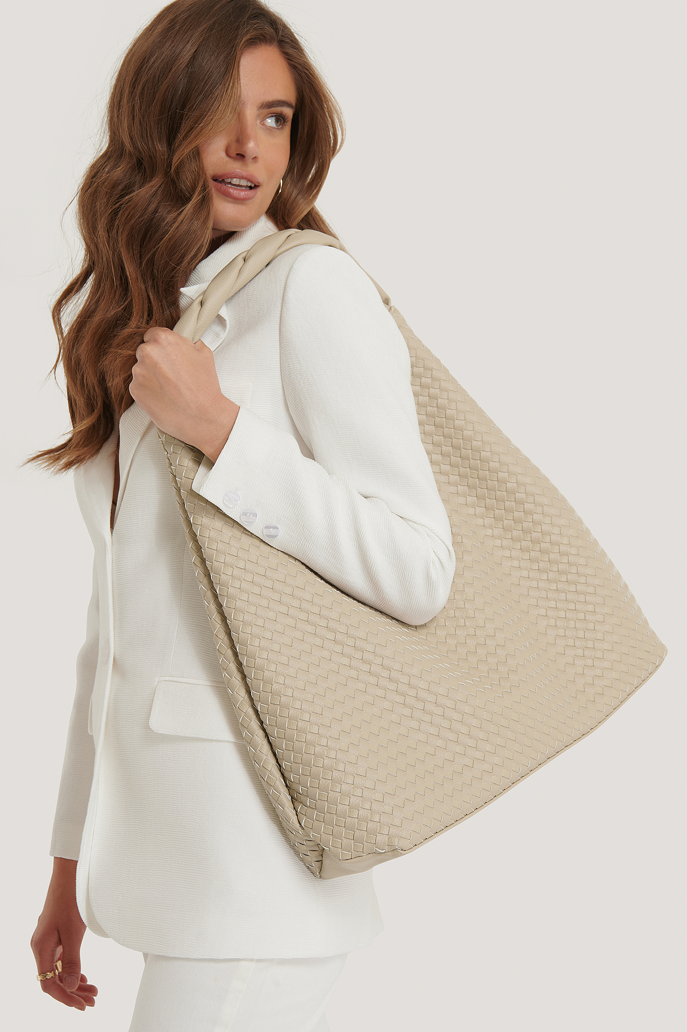 Braided Oversize Shopper Beige | NA-KD