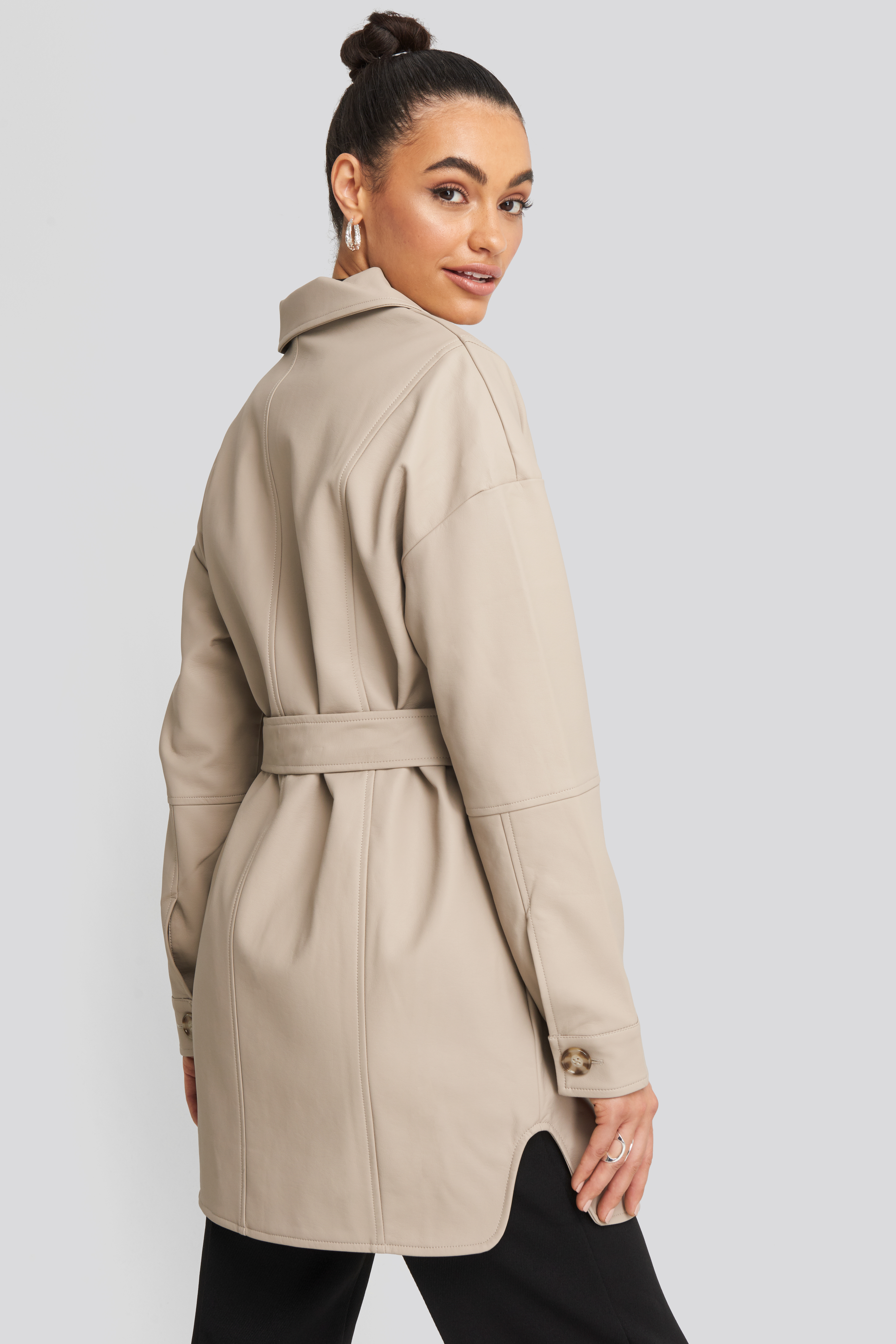 Buckle Belt Pu Jacket Beige | na-kd.com