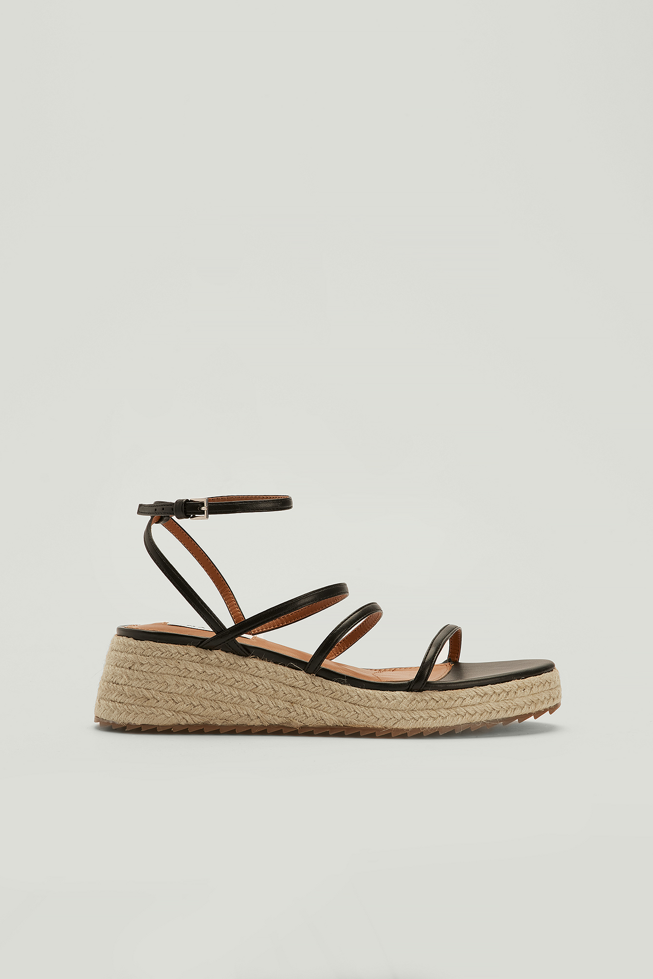 Strappy Jute Sole Sandals Black | NA-KD